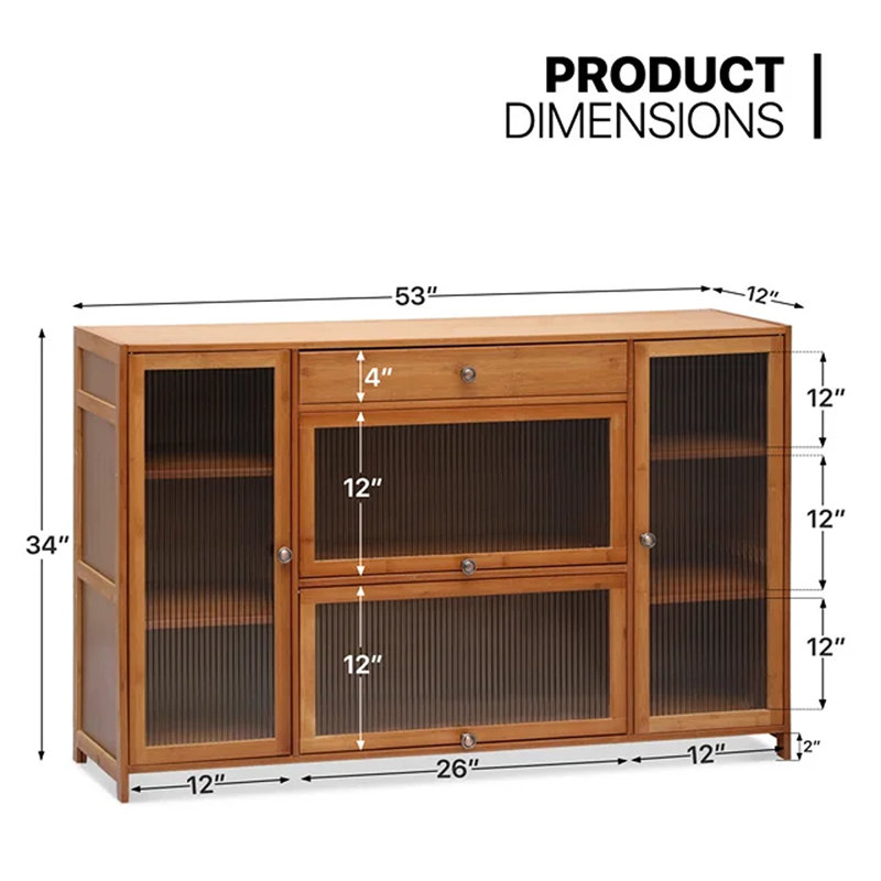 Winston Porter Jonpatrick Kitchen Buffet Server Table, Bamboo Storage ...