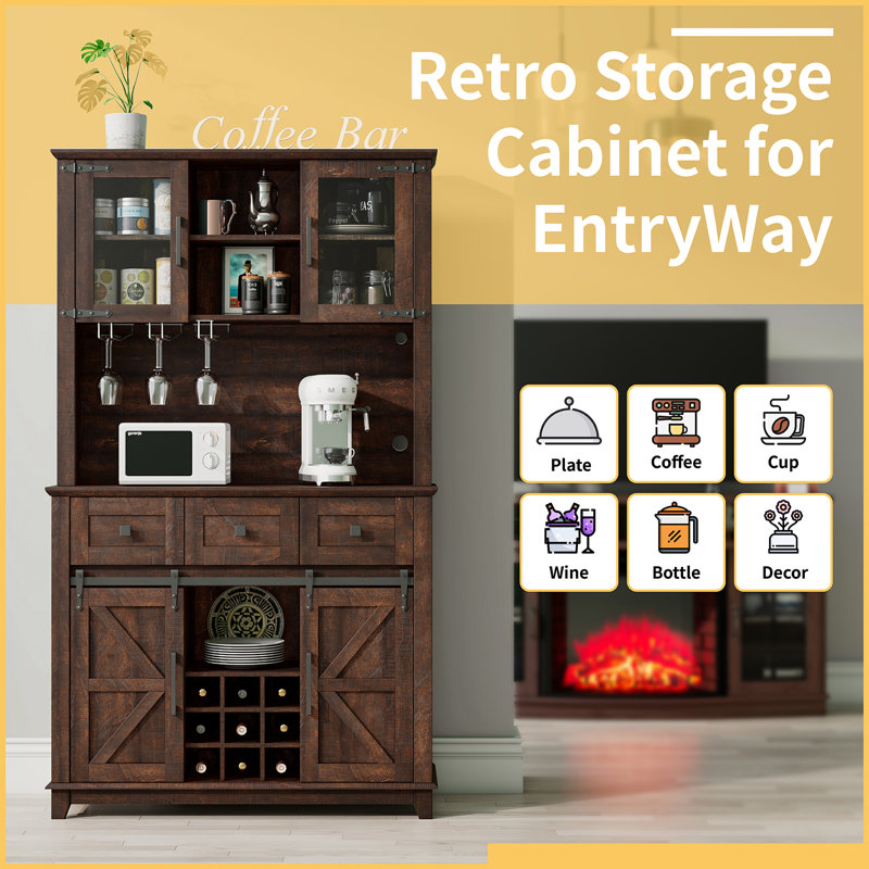 Gracie Oaks 42'' Bar Cabinet with Double LED Strips & Reviews | Wayfair