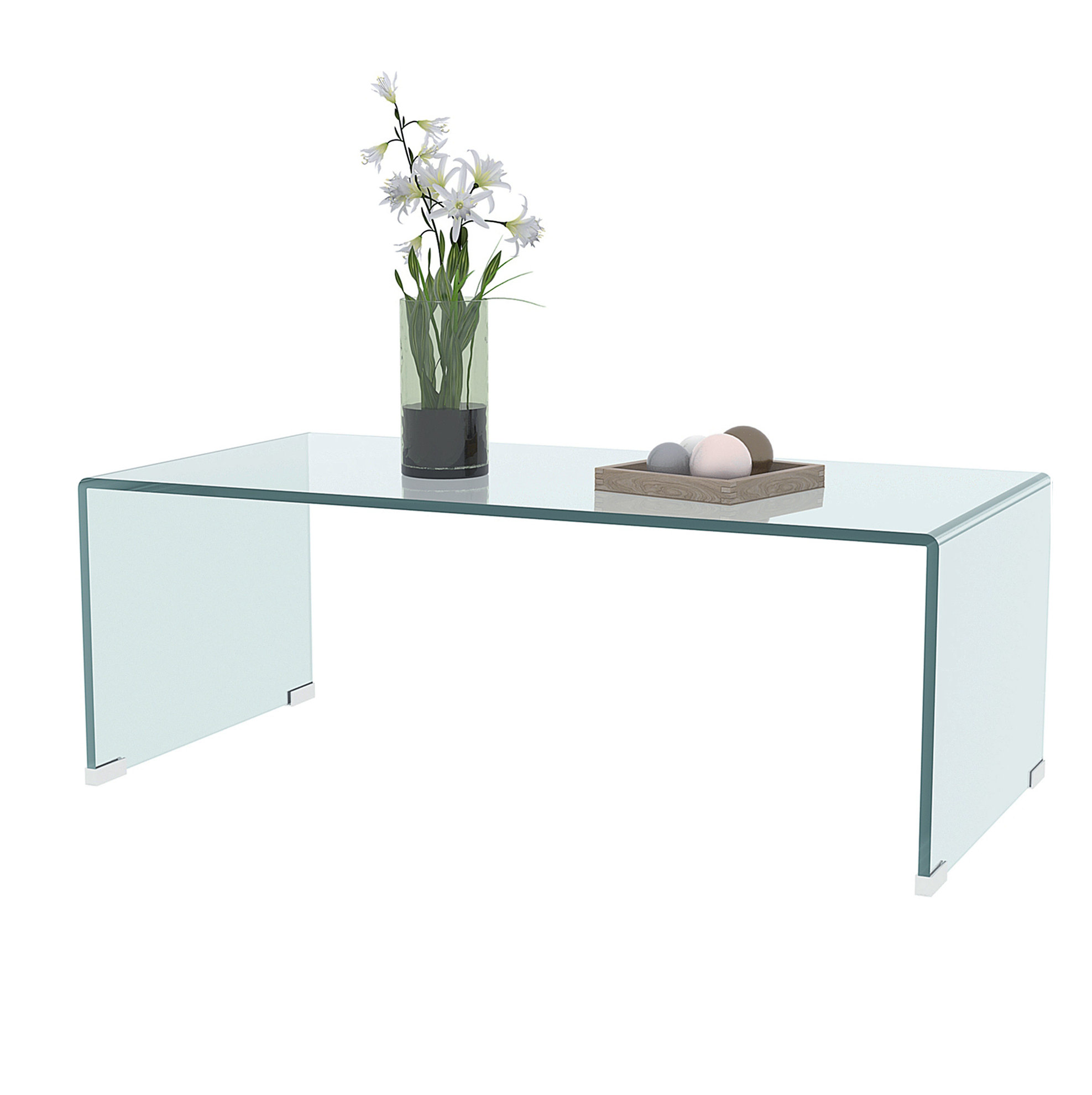 Orren Ellis Whole Tempered Glass Coffee Table Clear Table Transparent ...