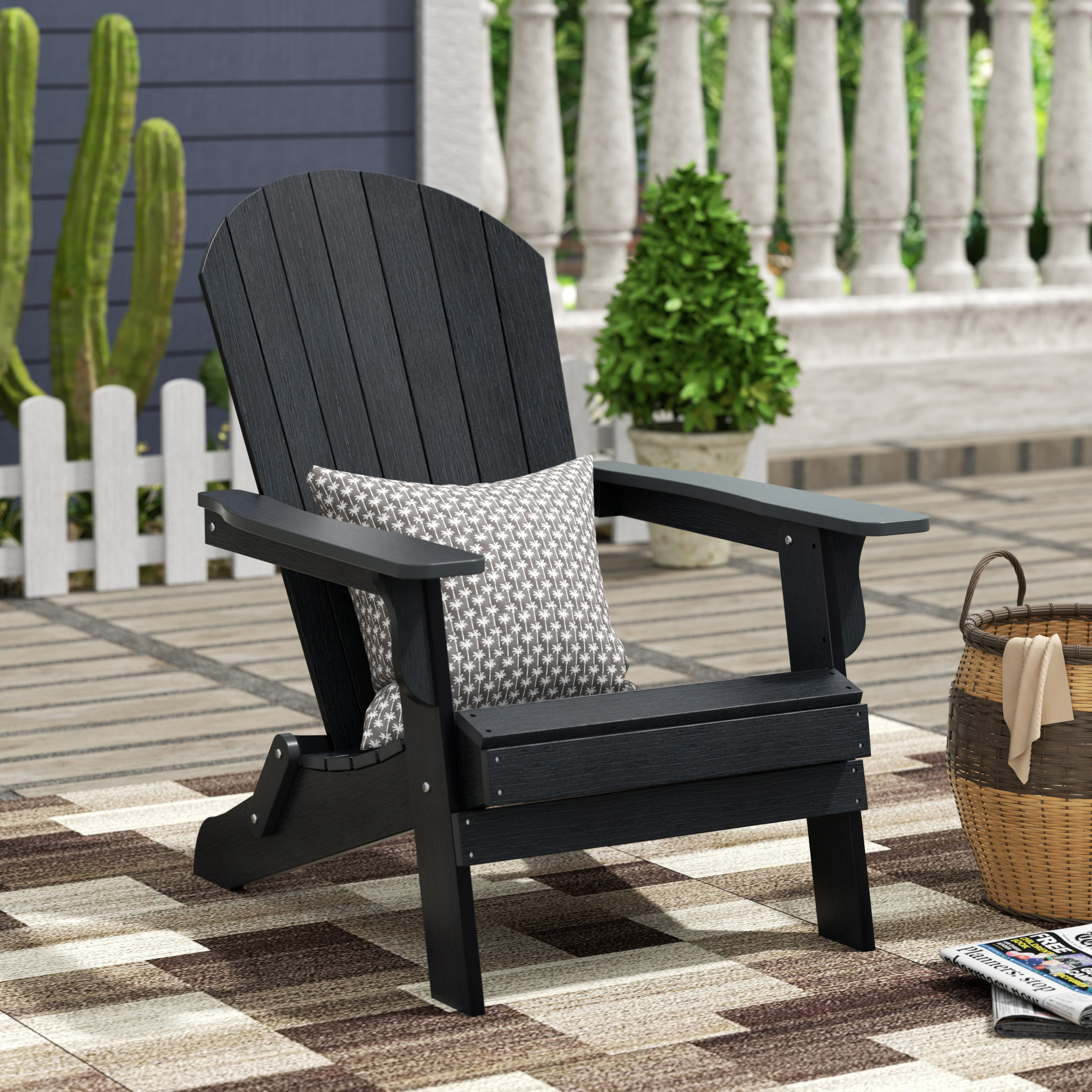 Highland Dunes Lista Outdoor All-Weather Poly Folding Adirondack ...