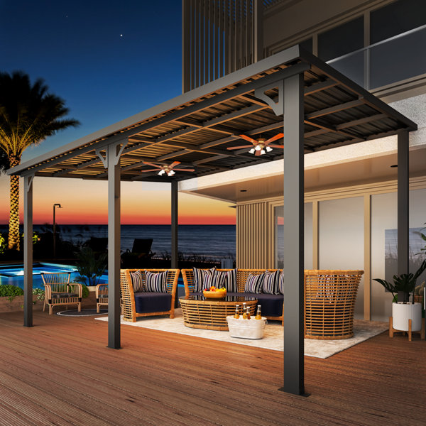 AECOJOY Hardtop Gazebo With Galvanized Steel Sloping Roof | Wayfair