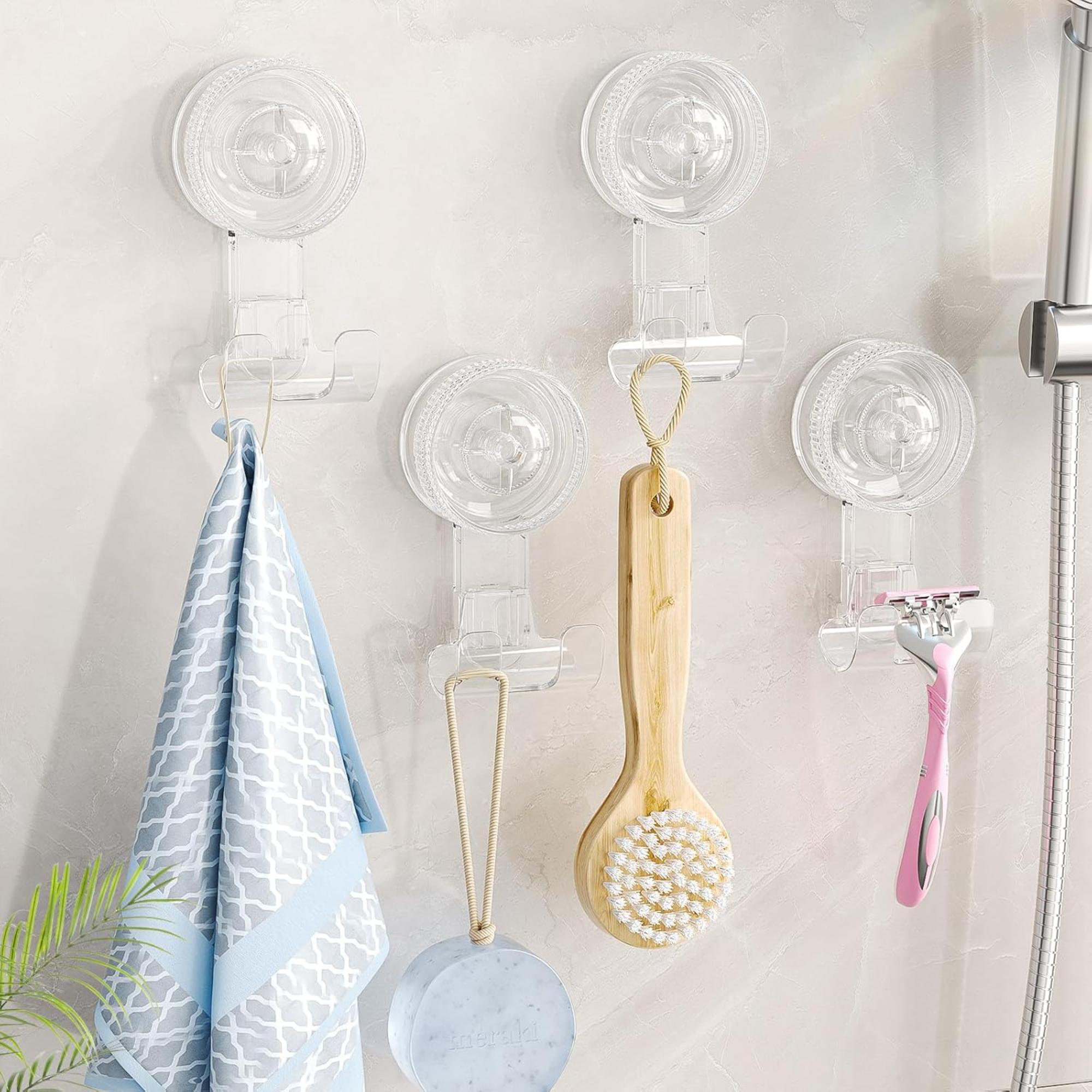 Textiles Hub Suction Hooks 2 Pack Razor Hooks Removable & Reusable Suction Shower Hook ...