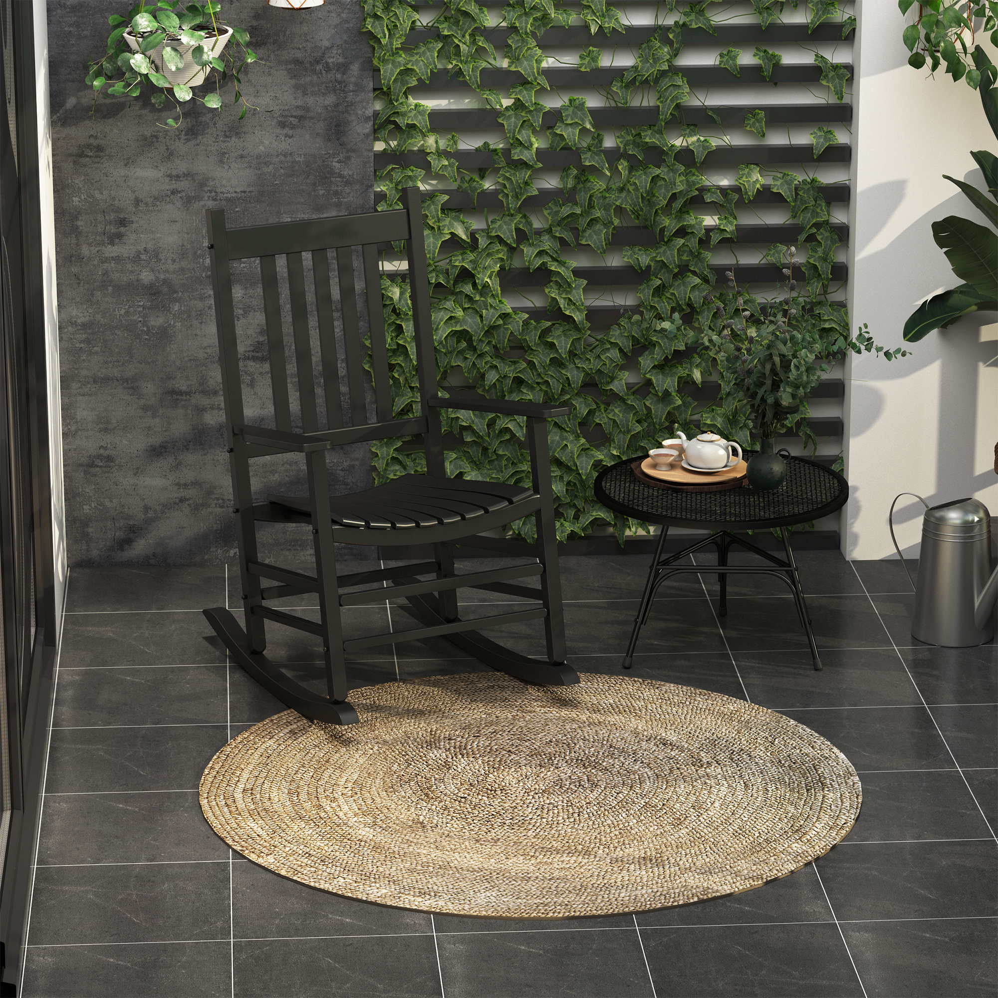 Red Barrel Studio Relaxing Rocking Chair With Smooth Wooden Design ...