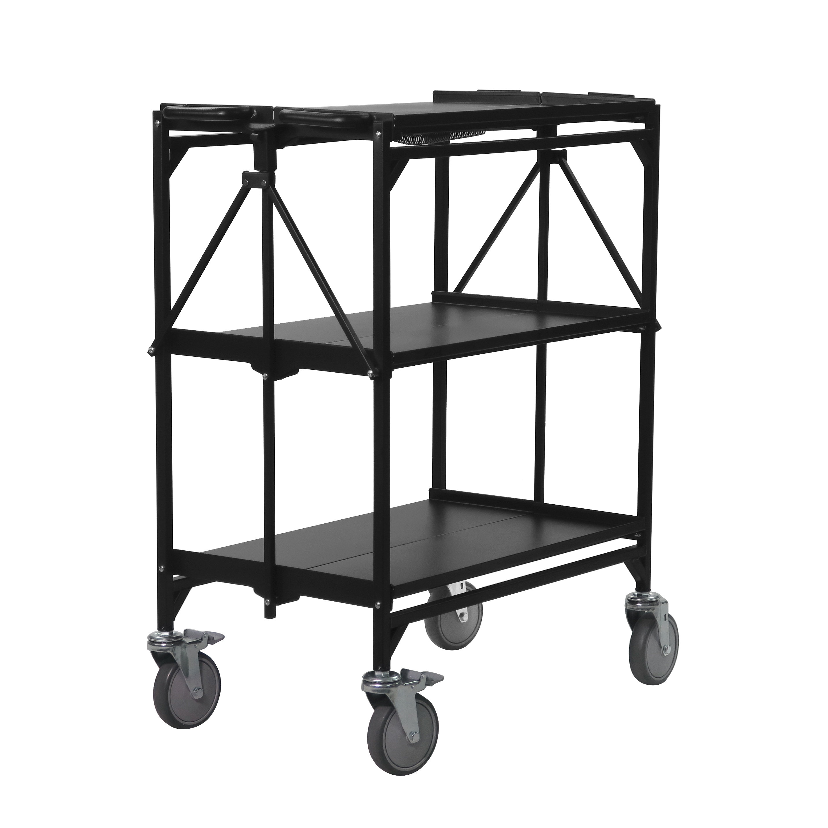 17 Stories 3 Tier Rolling Carts, Steel Utility Cart With Trash Can Hook ...