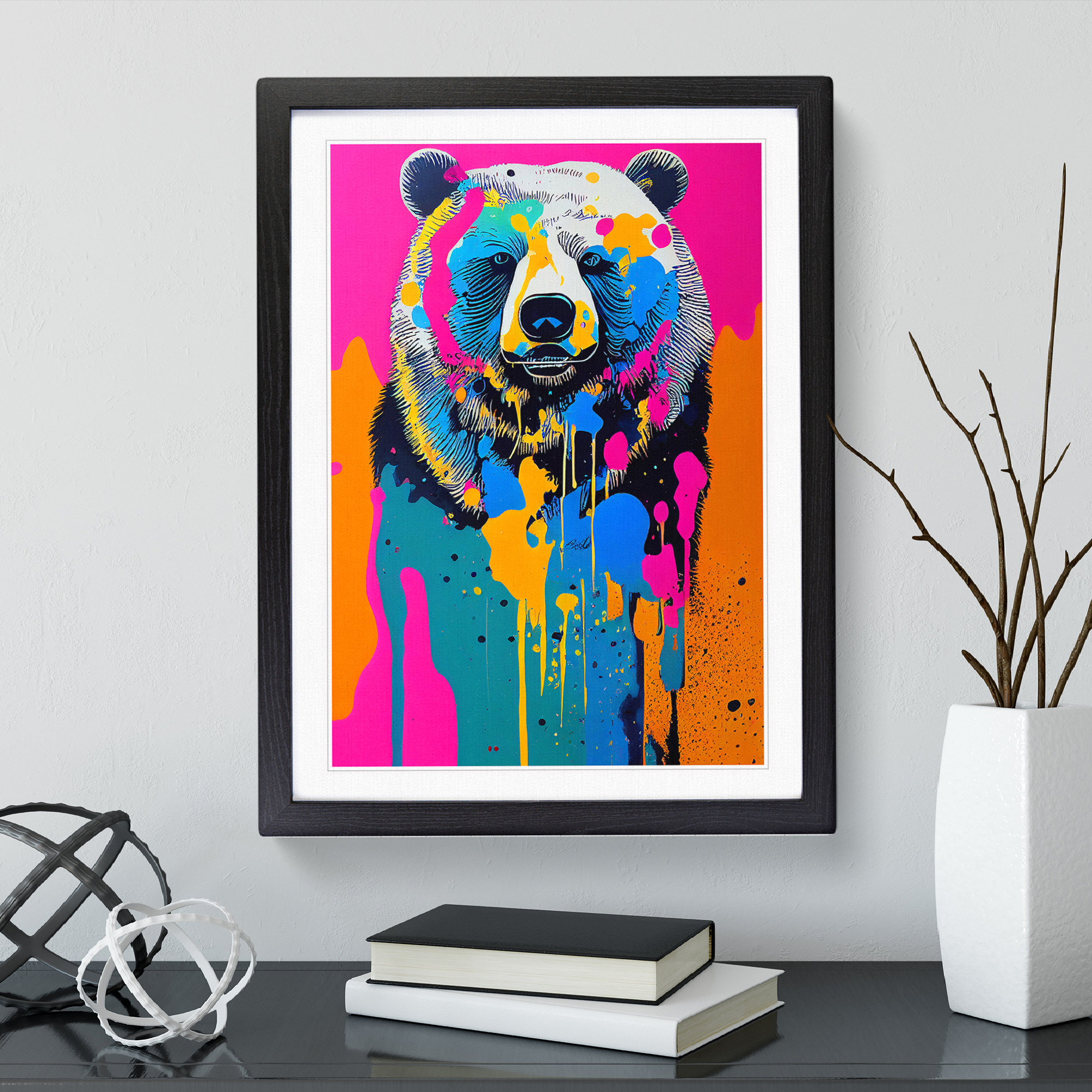 Alpen Home Dripping Paint Bear No.1 - Picture Frame Graphic Art ...