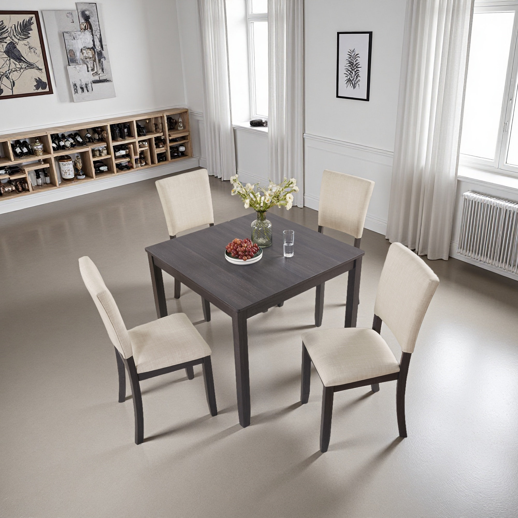 Lark Manor Modern 4 Person Dining Table Set With 4 Chairs, Dining Table ...