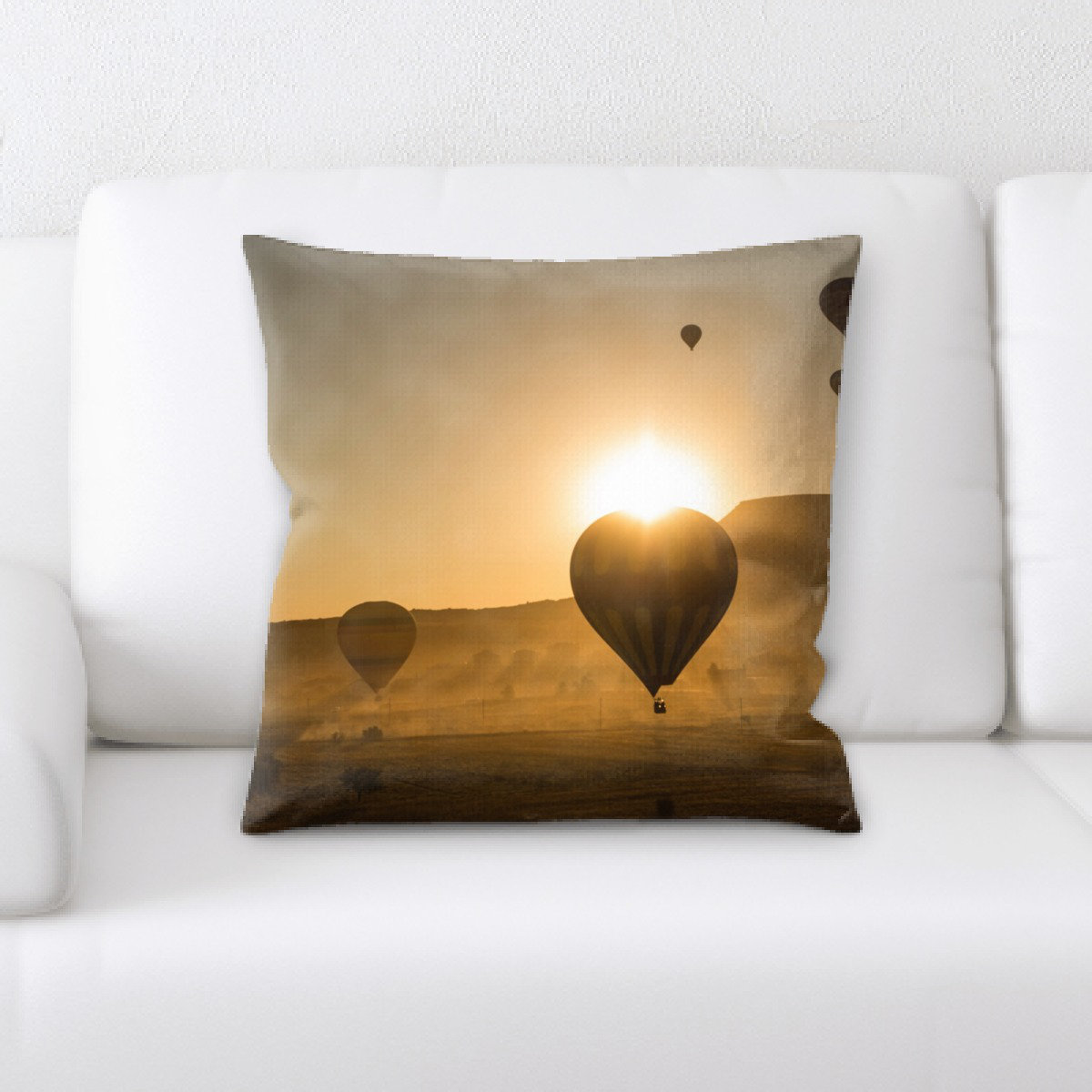 Ebern Designs Laughlin Hot Air Balloon Square Pillow Cover & Insert ...