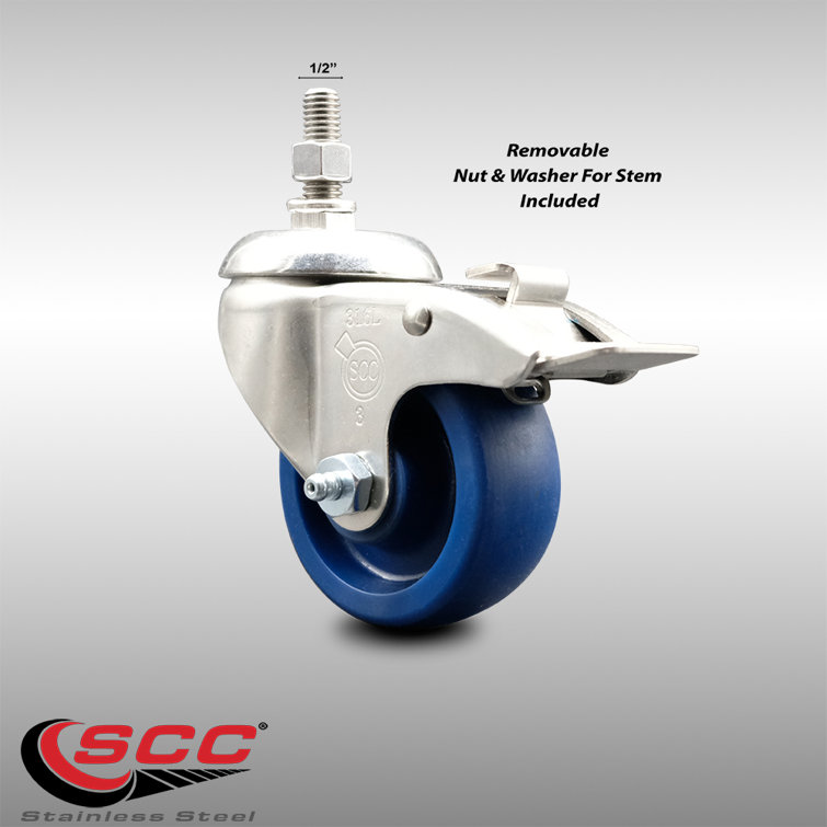 Service Caster 316SS Solid Polyurethane Swivel Stem Caster Total Lock ...