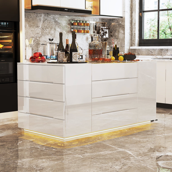 Ivy Bronx 63"W Double Side Kitchen Island | Wayfair