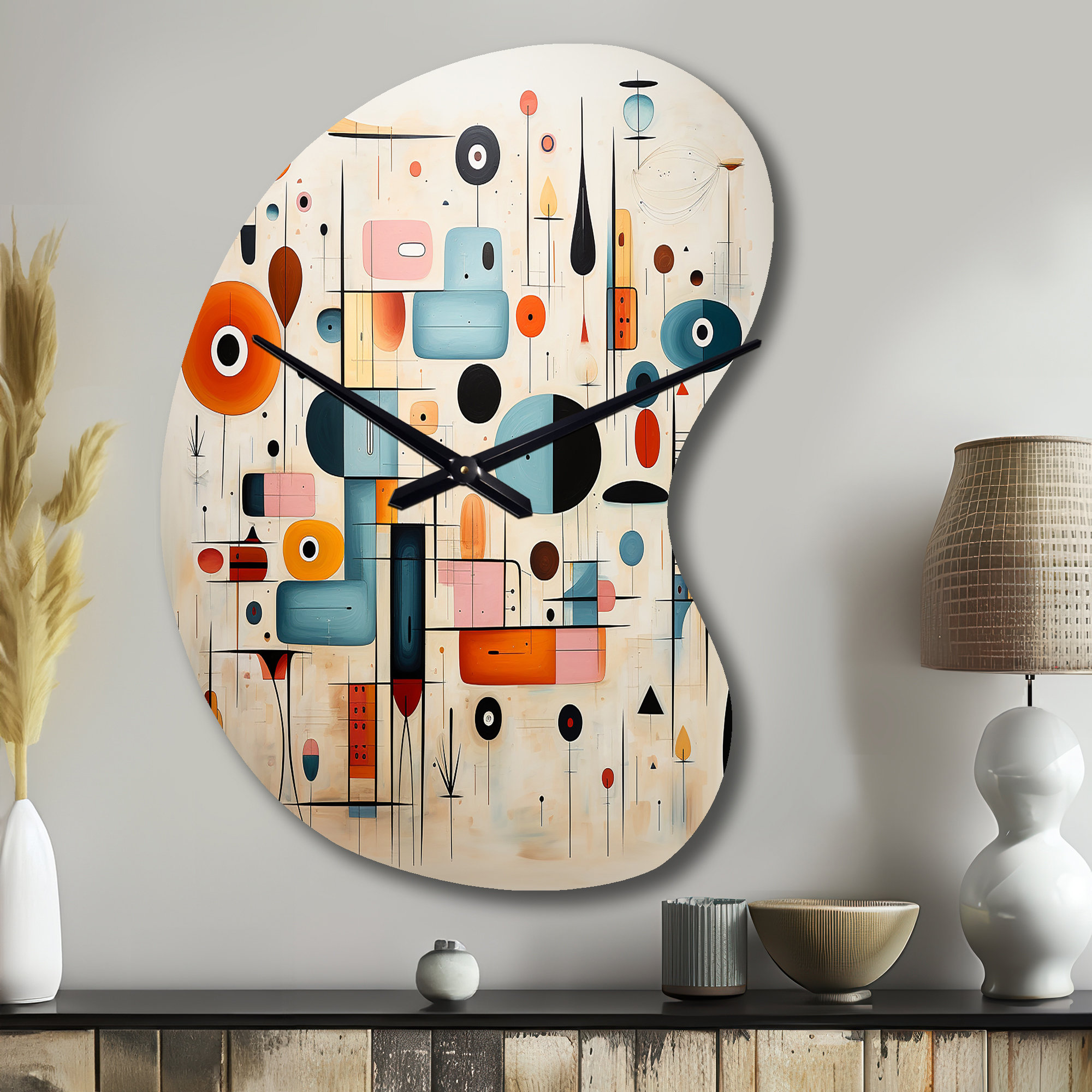 Design Art Pink Blue Mid Century Whimsical Wonders III - Boom Shape ...