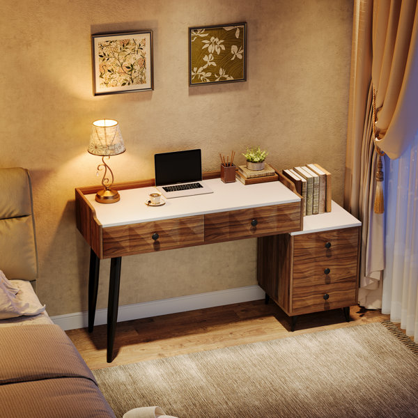 Union Rustic Modern Computer Desk, Extendable Home Office Desk with ...