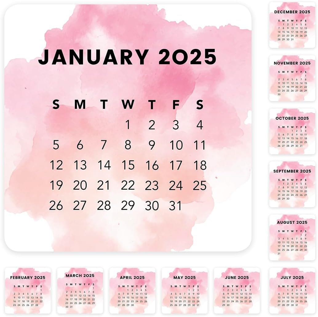 Ebern Designs Pink Coral Watercolor Small Month Planner Labels Mini ...