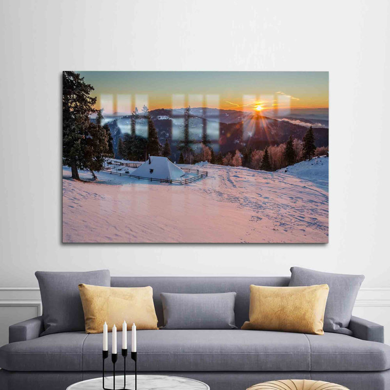 Loon Peak® Tempered Glass Art Featuring A Winter Mountain Landscape As ...
