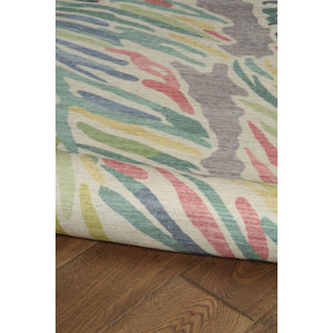 Bay Isle Home™ Kivett Floral Gray and Green Indoor Outdoor Machine ...