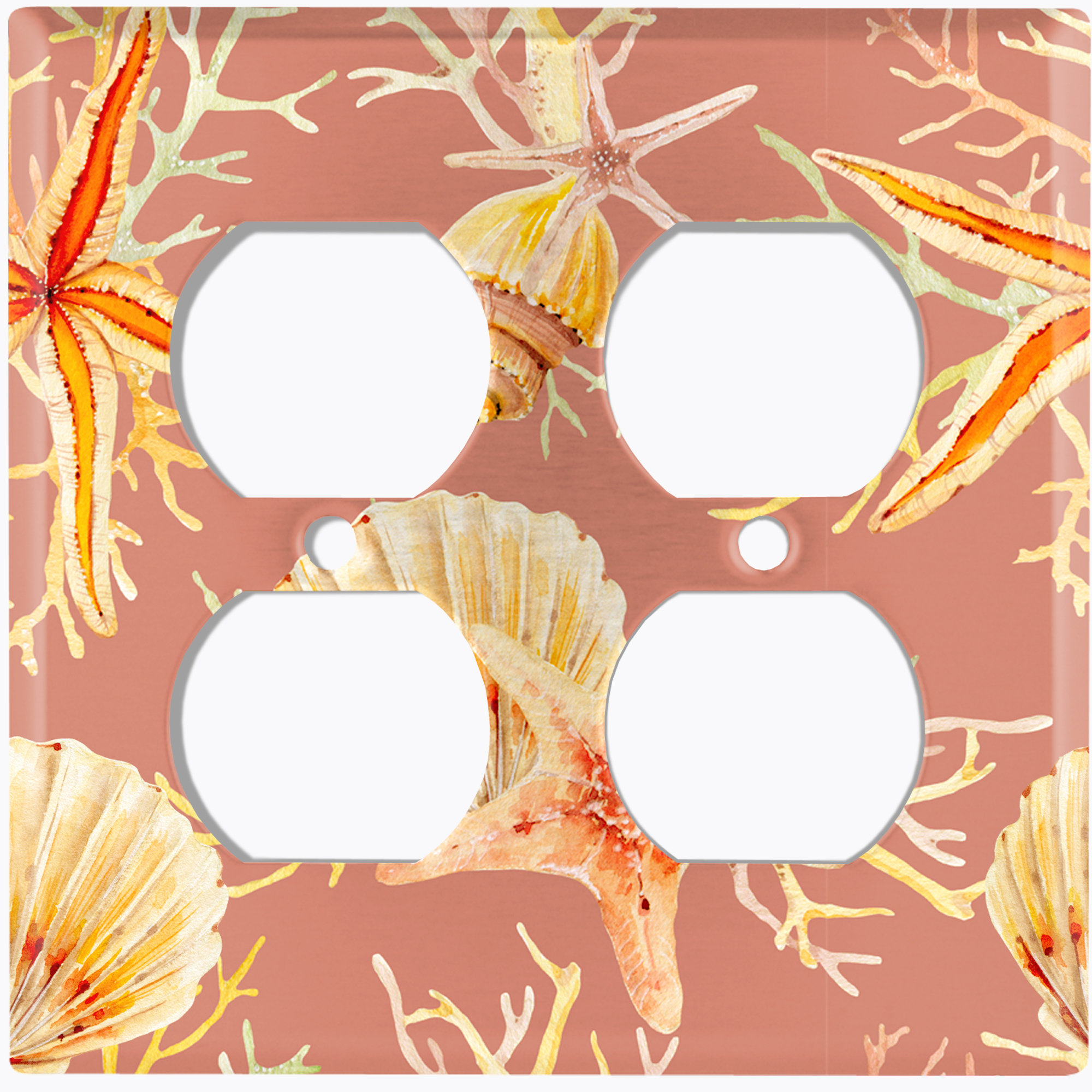 WorldAcc Metal Light Switch Plate Outlet Cover (Coral Reef Clam Star ...