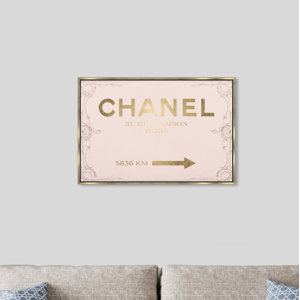 House of Hampton® Couture Road Sign Rococo Gold Blush - Textual Art ...