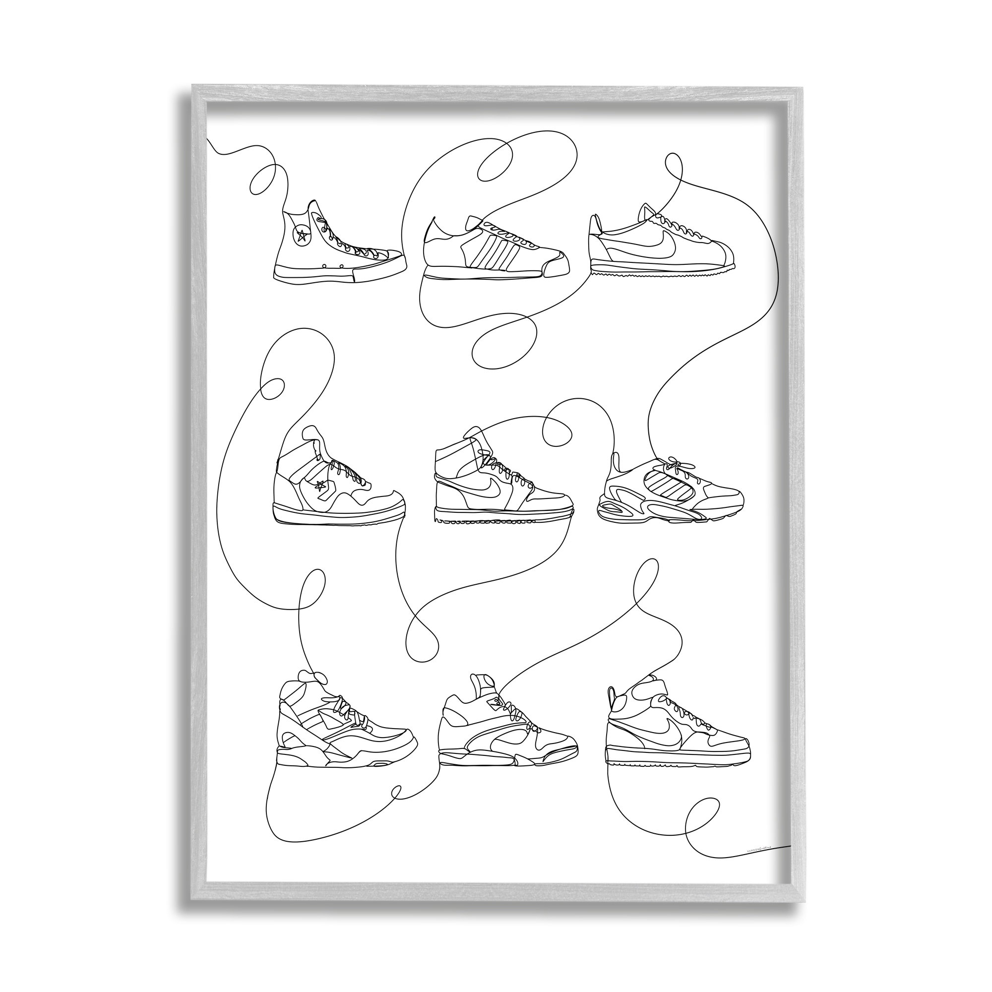 Stupell Industries Line Doodle Sneakers by Kamdon Kreations Single ...