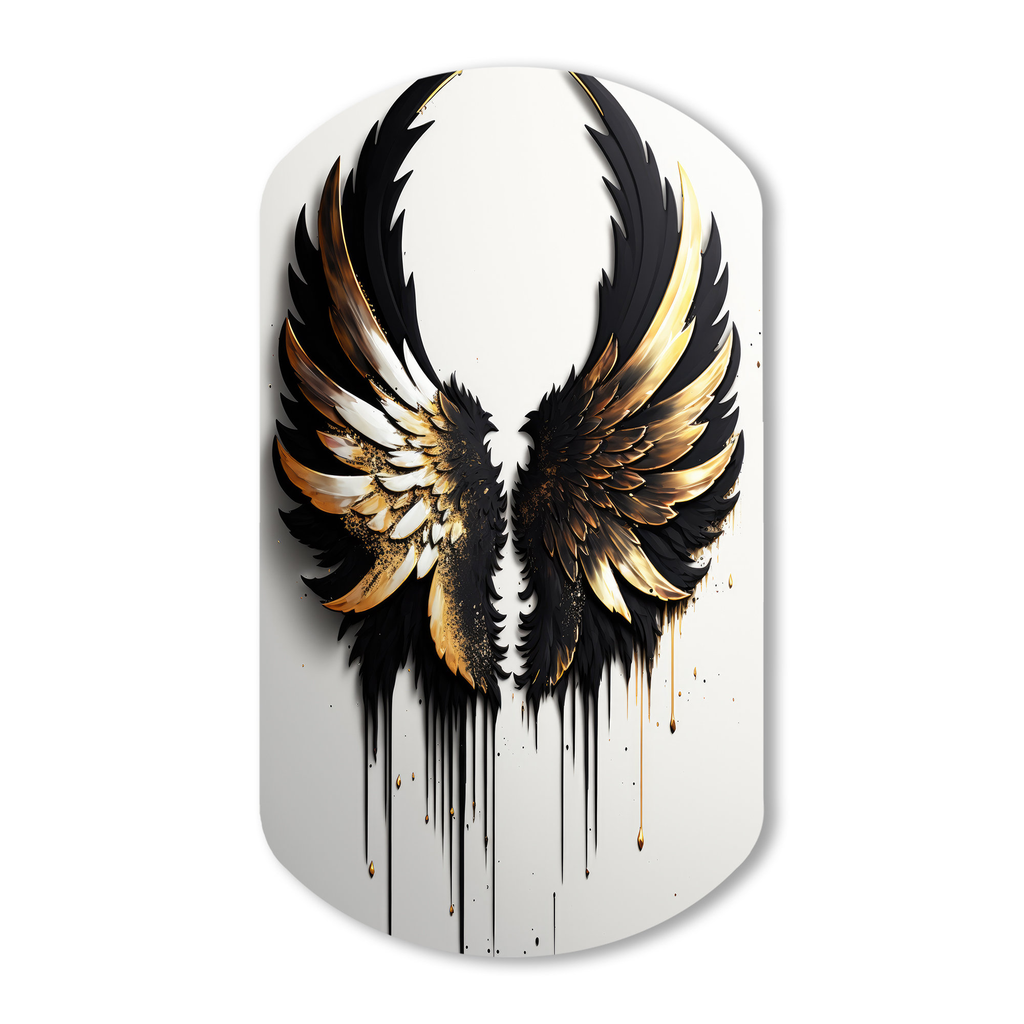 Design Art Black Silver And Gold Angel Wings III - Wings Angel Cylinder ...