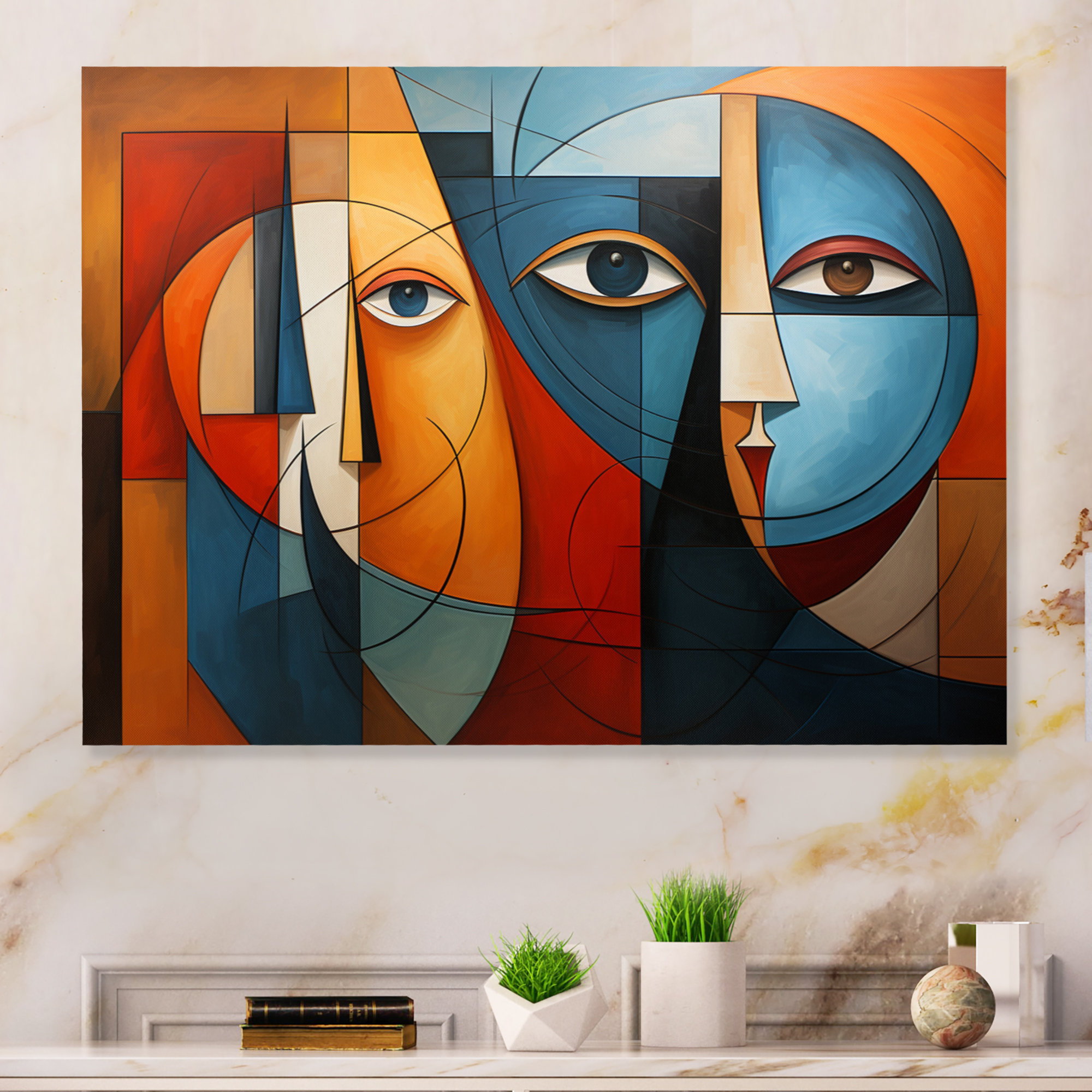 Bungalow Rose Cubism Geometric Portrait X - Cubism Metal Wall Art ...
