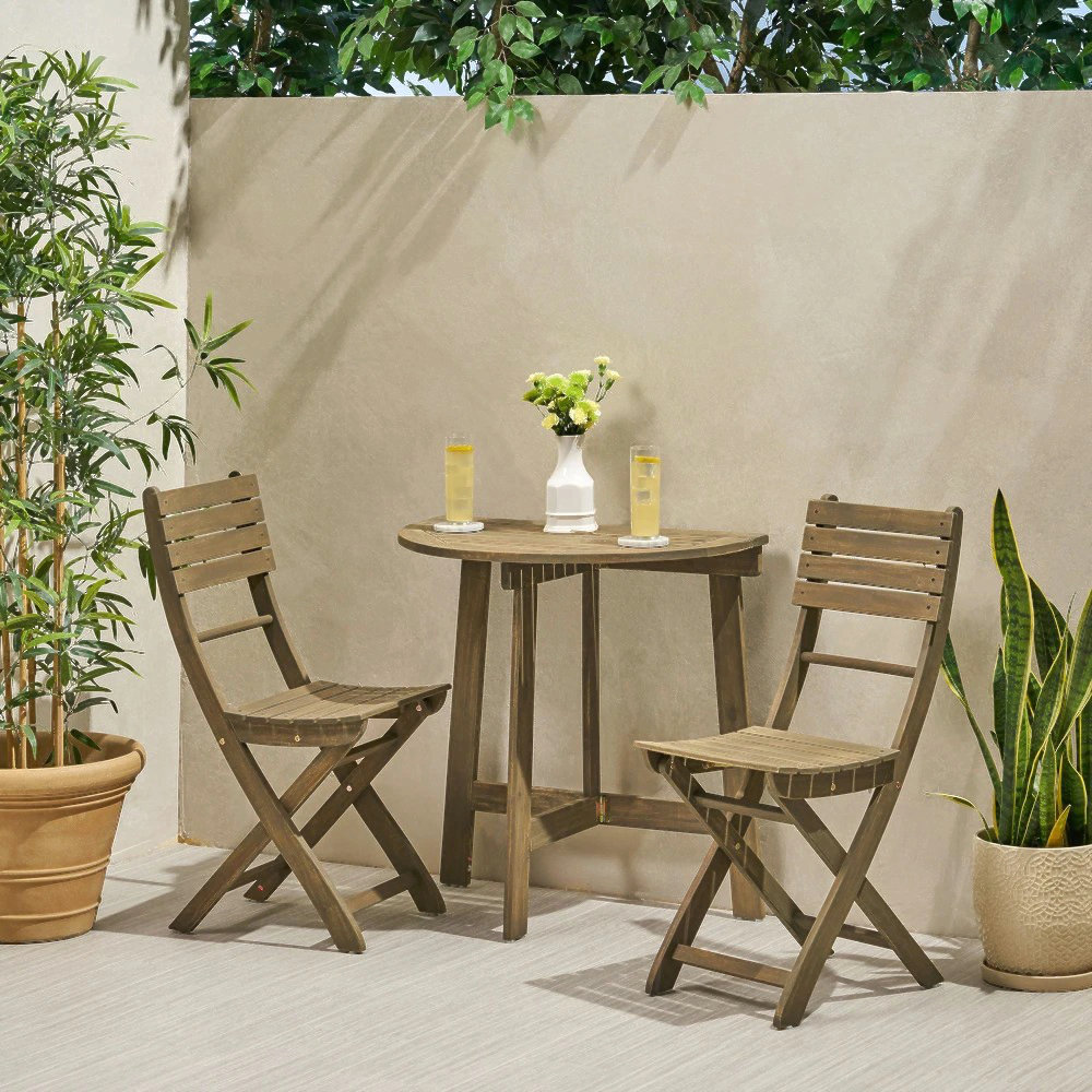 Rosalind Wheeler Wood Outdoor Patio Dining Set, Positano Foldable ...