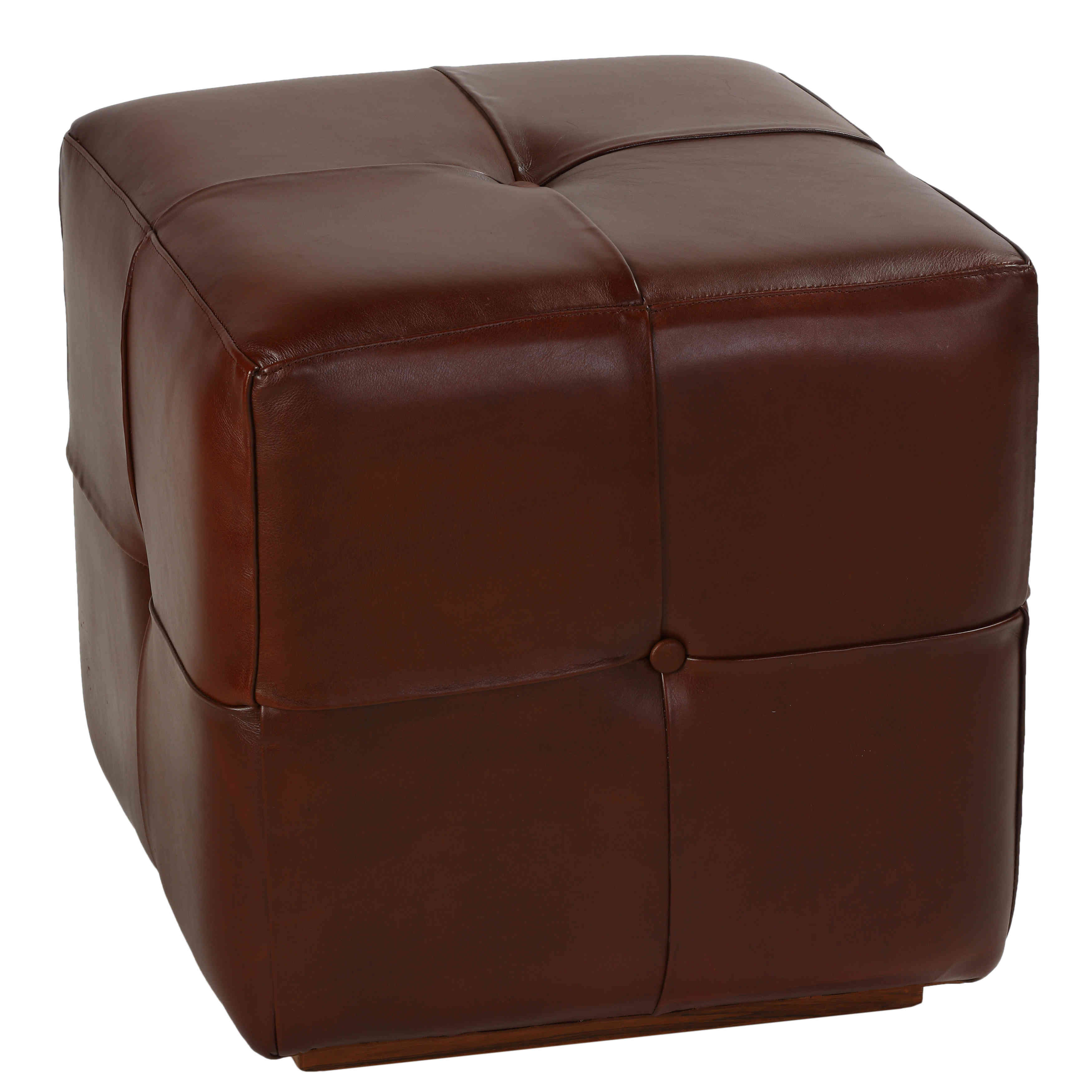 Red Barrel Studio® 19'' Wide Genuine Leather Square Cube Ottoman ...