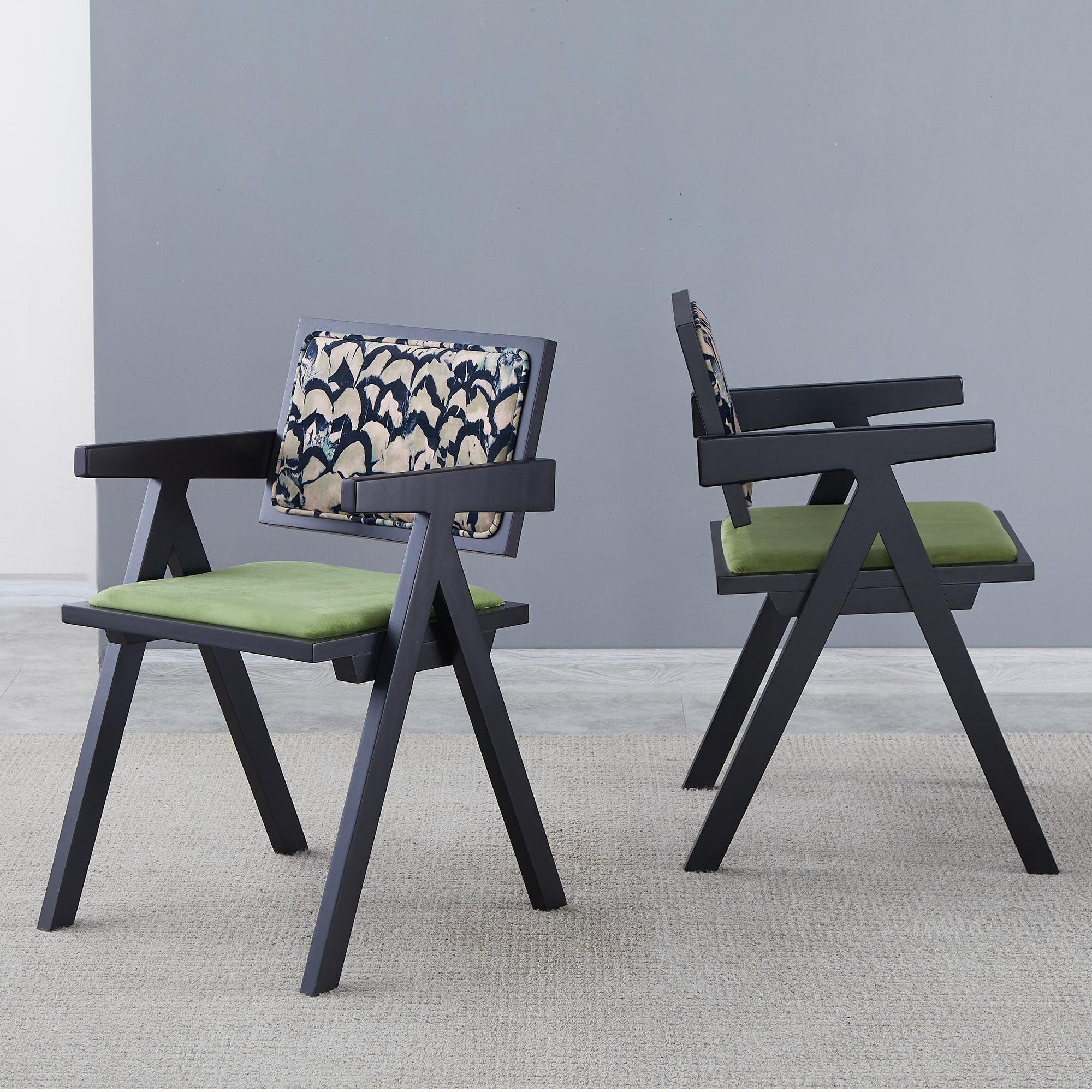 George Oliver 2 dining chairs, black, made of rubber wood solid wood ...