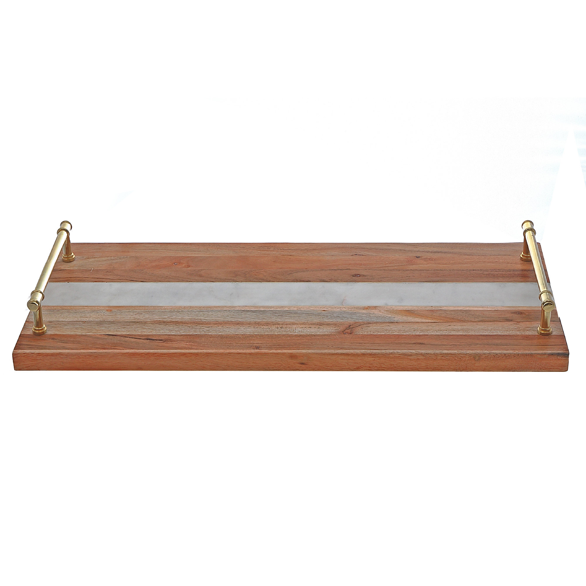 iH casadécor IH Casa Decor Acacia Wood & Marble Rect. Serving Tray W ...