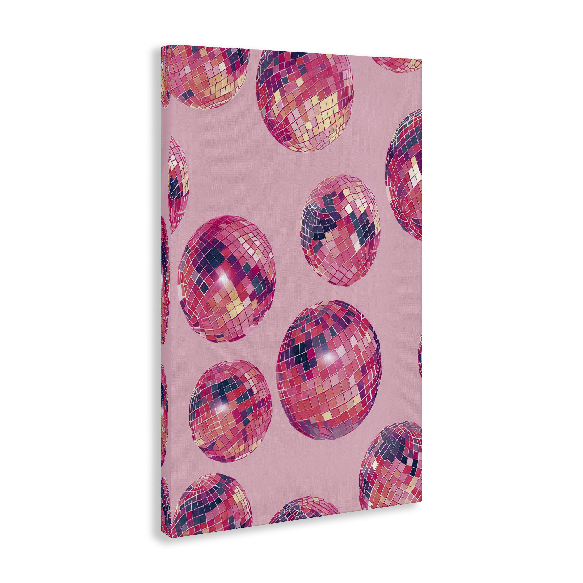 Wrought Studio™ Vivid Pink Disco Pattern Canvas, design by LSR Design ...