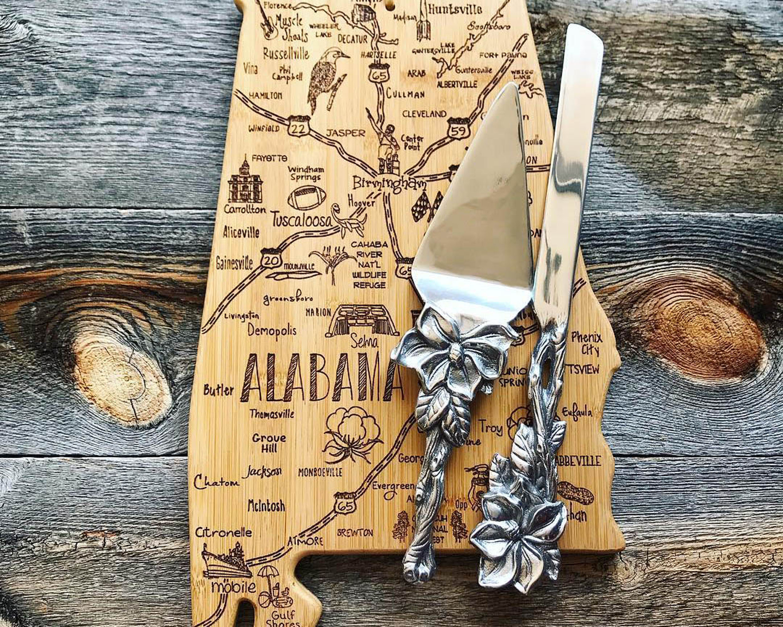 Arthur Court Designs Magnolia 2 Piece Cake Knife and Pie Server Set ...