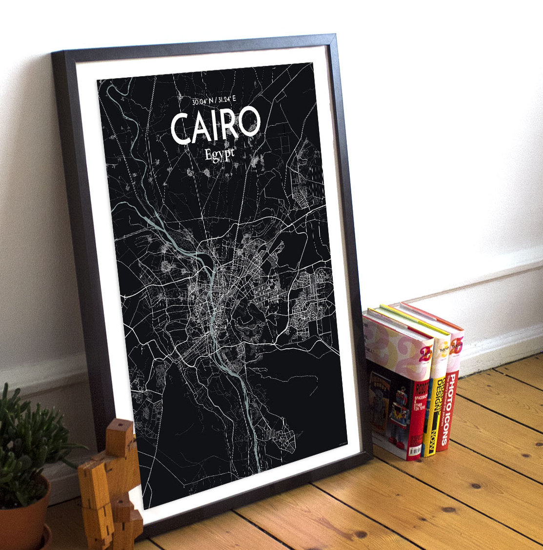 Wrought Studio™ 'Cairo City Map' Graphic Art Print Poster in Midnight ...