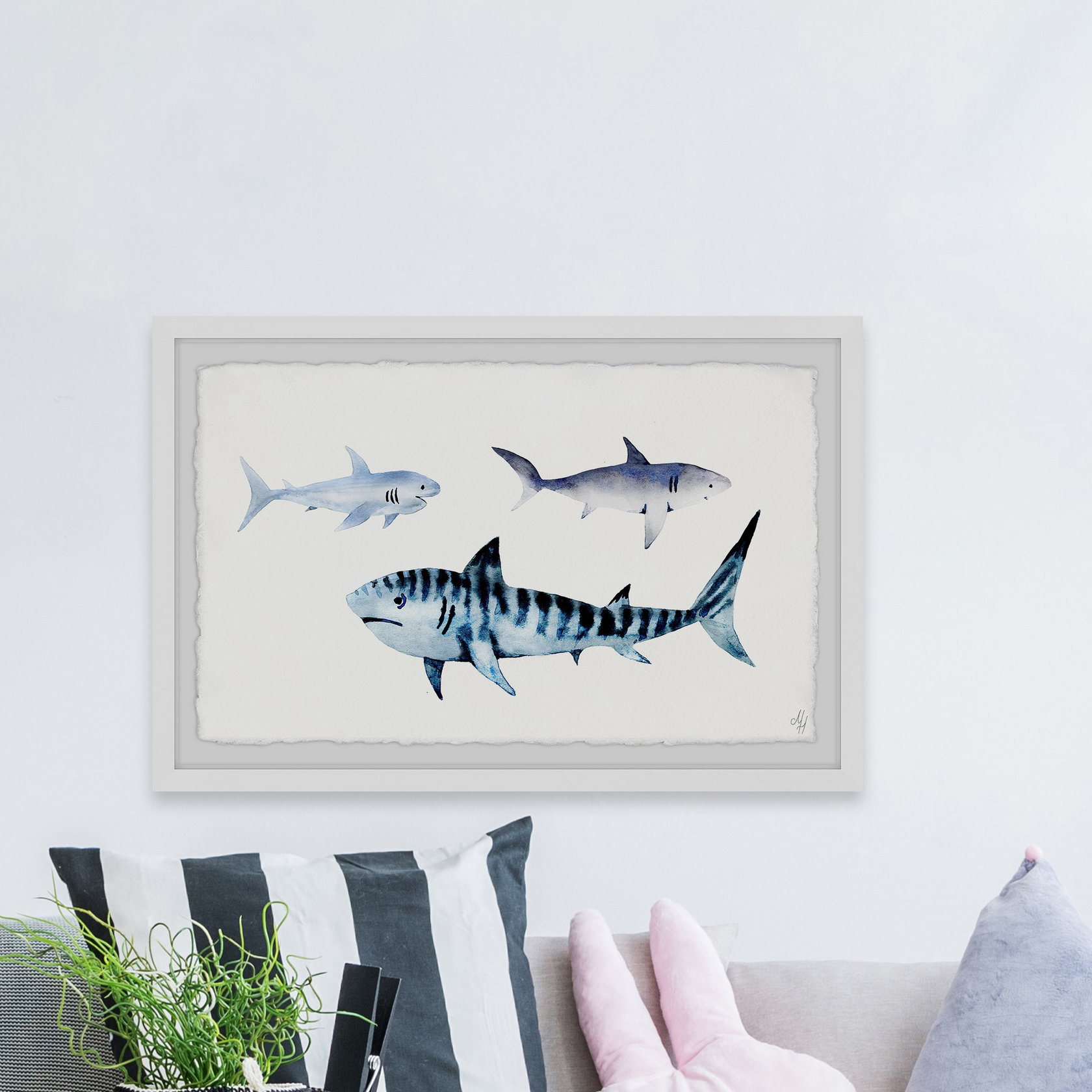 Isabelle & Max™ Childersburg 'The Sharks II' Framed Print | Wayfair
