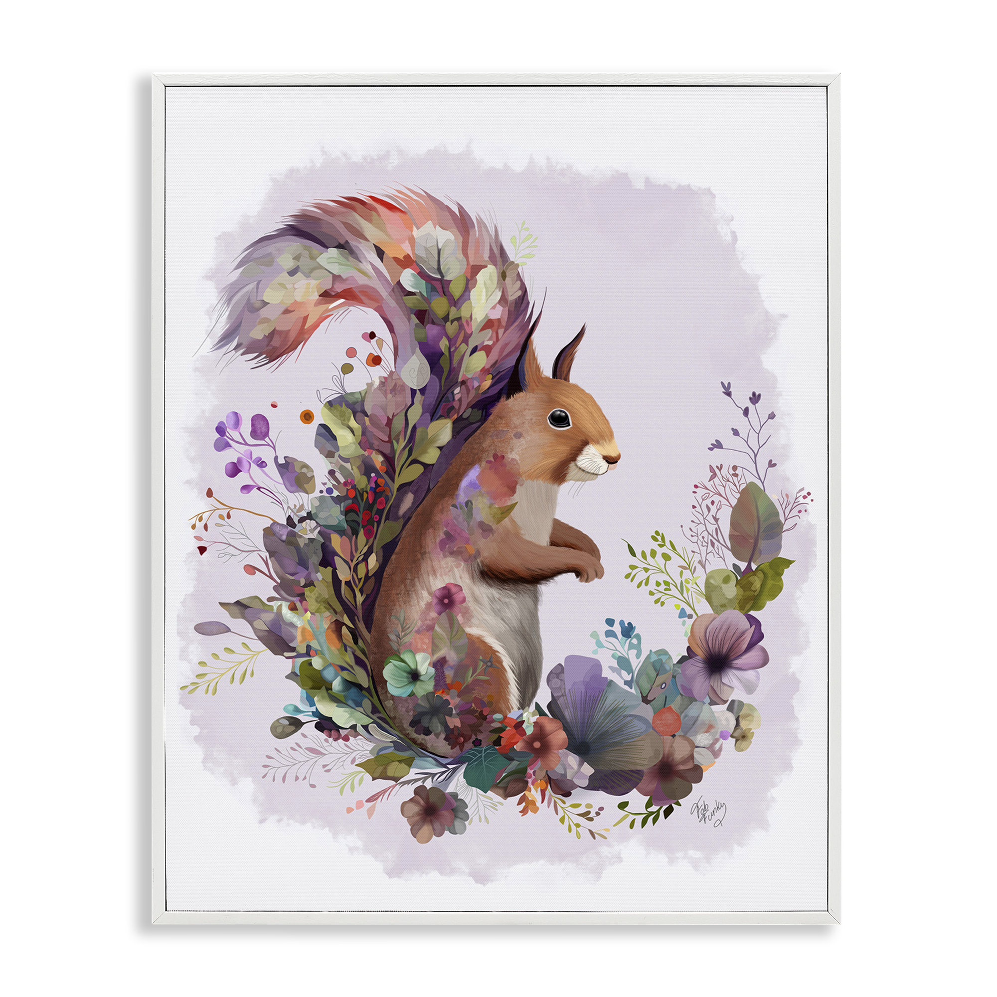 Stupell Industries Squirrel & Floral Garland Framed Giclee Art by Fab ...