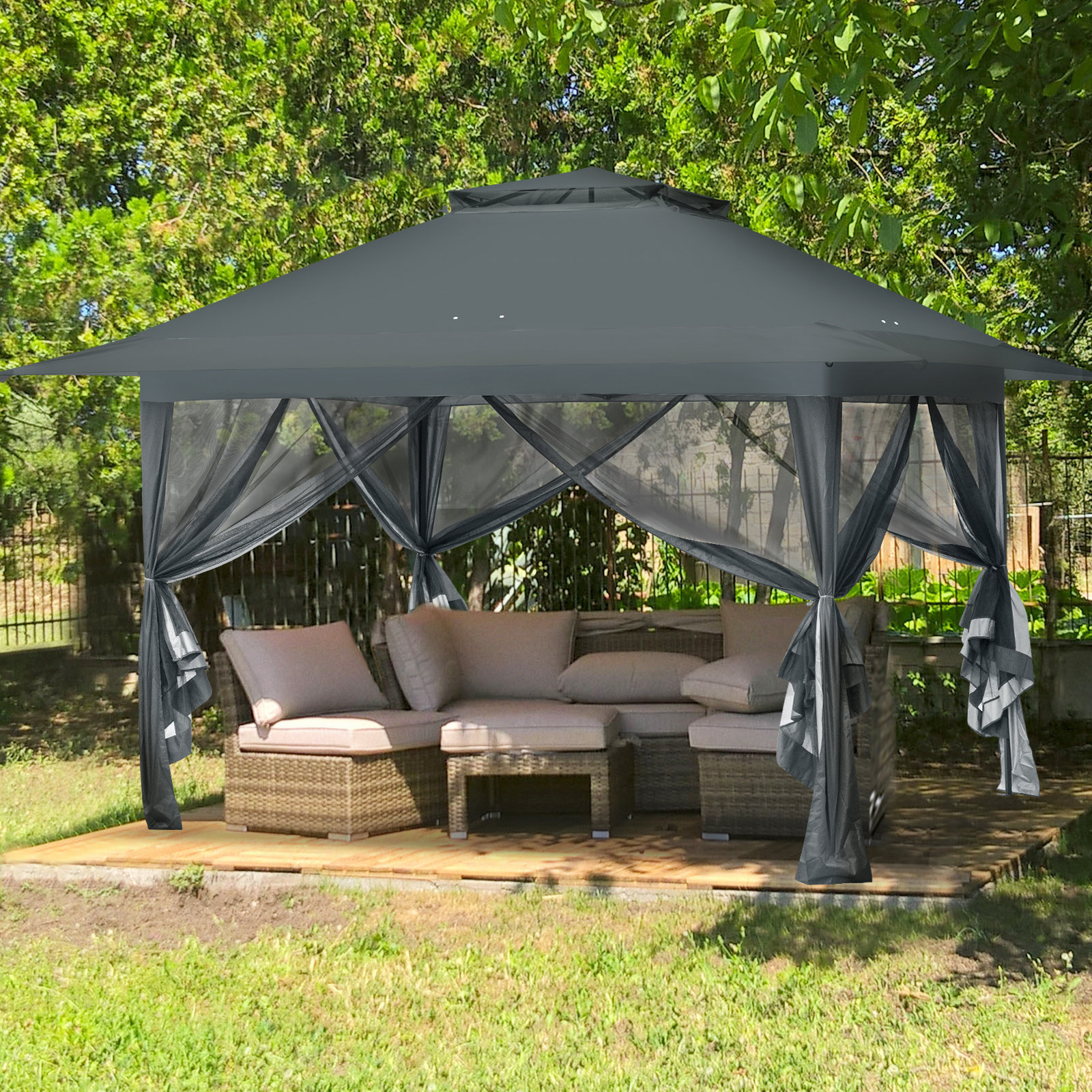 EAGLE PEAK Pop up Patio Gazebo 13 Ft. W x 13 Ft. D Metal Patio ...