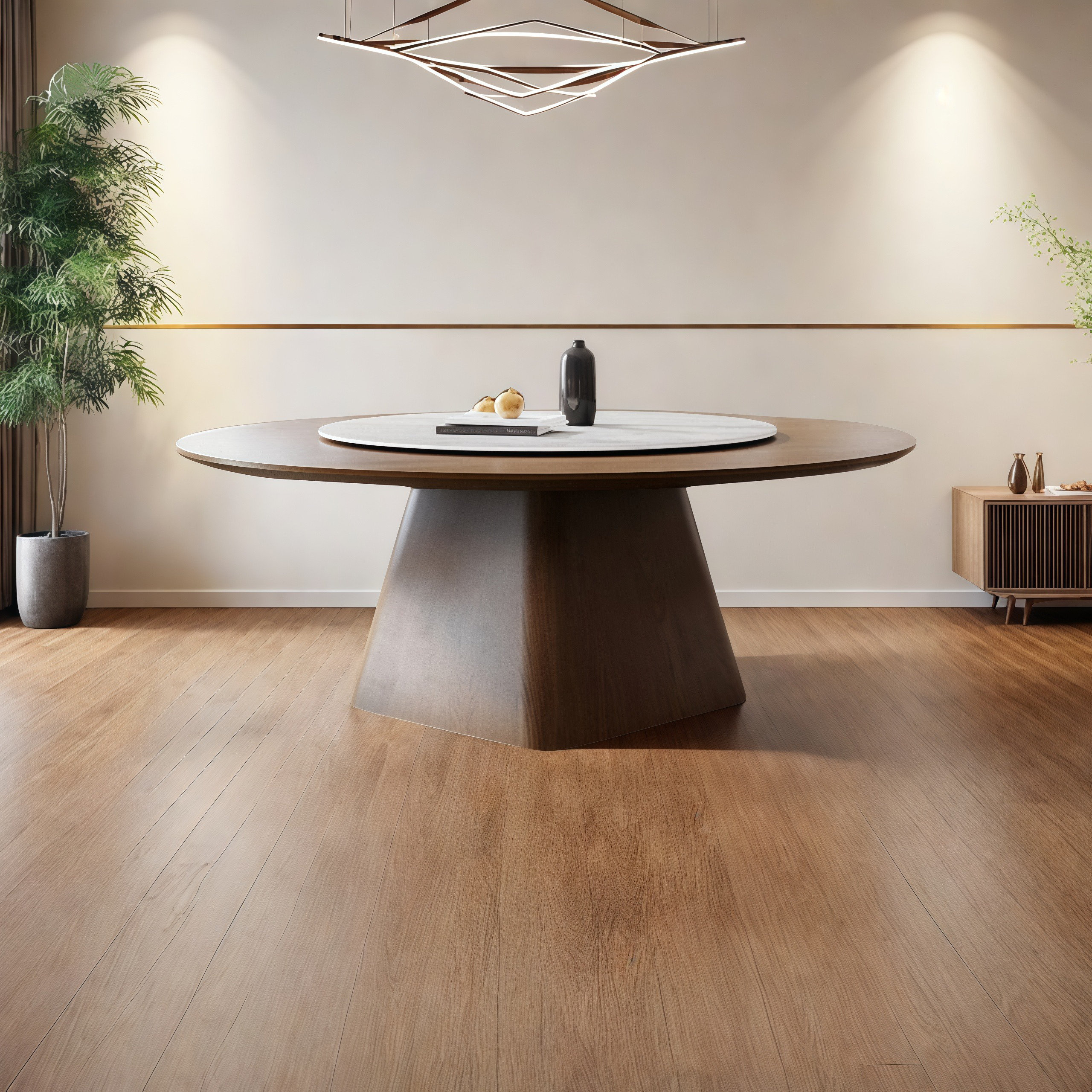 Orren Ellis Round Solid Wood Dining Tables with Turntable | Wayfair