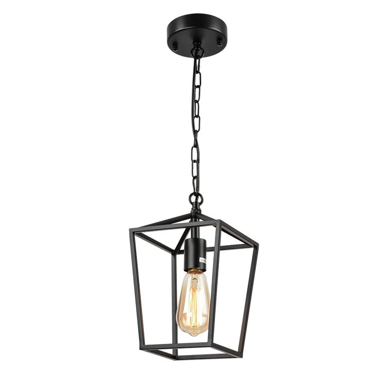 17 Stories Tyvan 1 - Light Dimmable Metal Matte Black Lantern Geometric ...