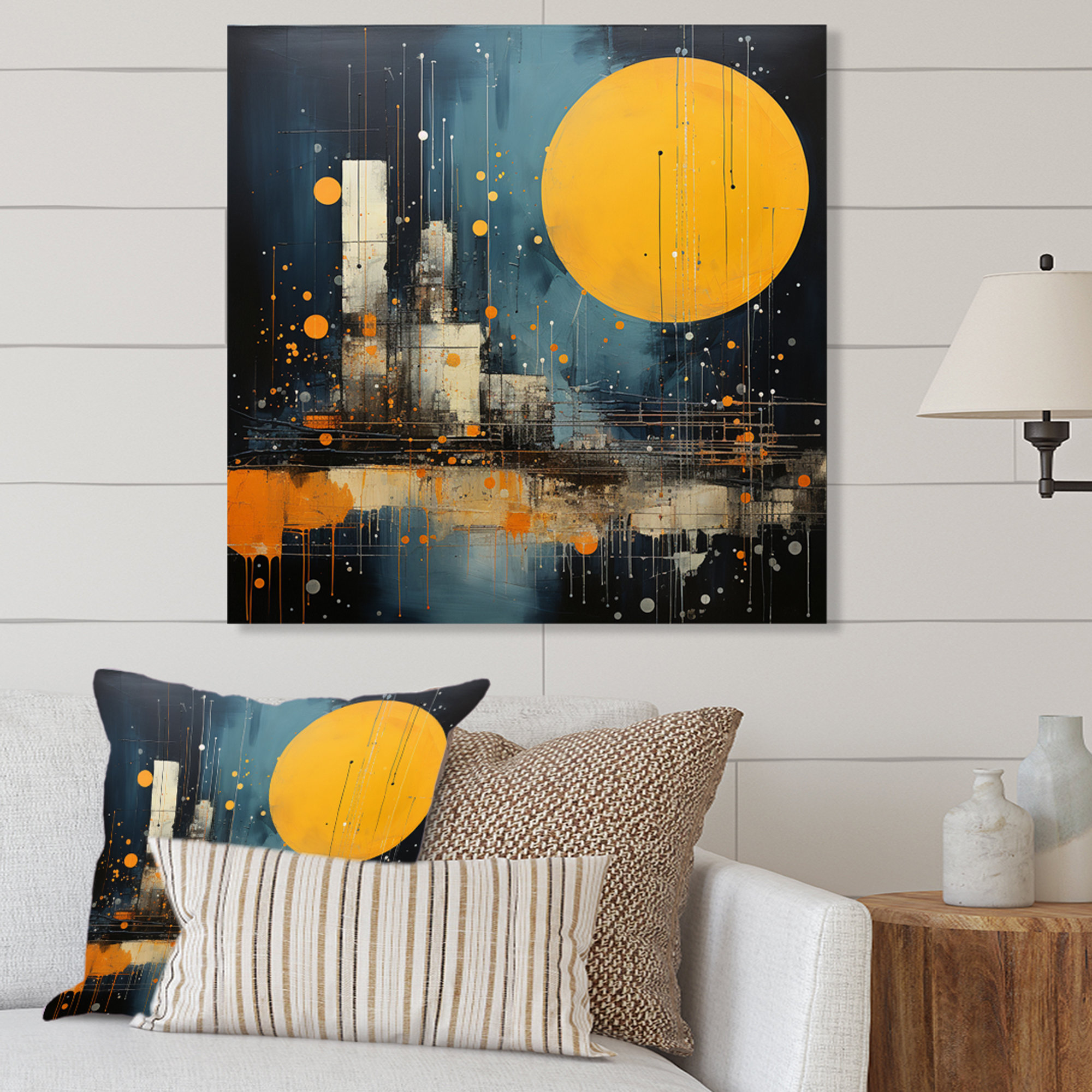 Latitude Run® Teal Power Plants Energy Speckles - Abstract Print on ...