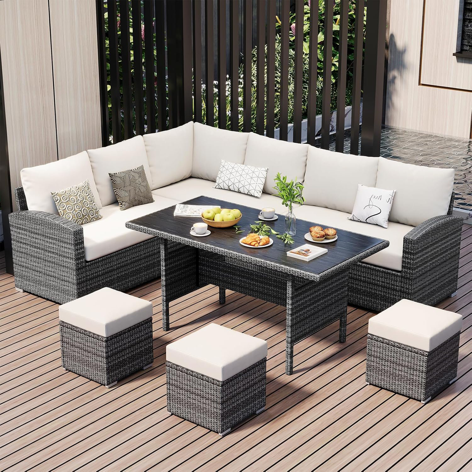 Latitude Run® 7-Piece Patio Furniture Set, All-Weather Patio Set - PE ...