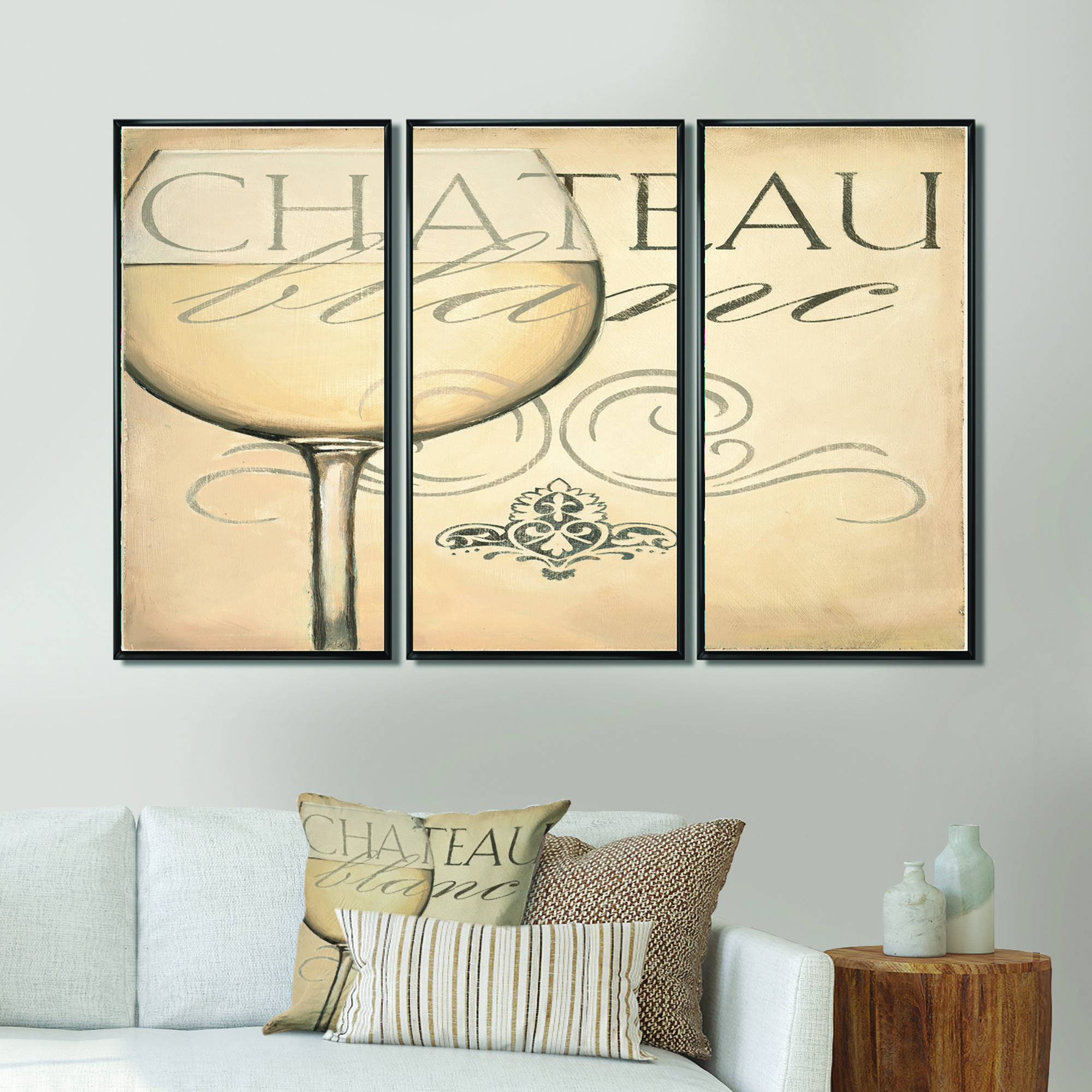 Design Art French Chateau White Wine II - French Country Framed Canvas ...
