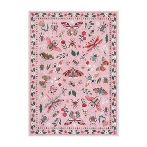 Dakota Fields Insect Print Washable Rugs for Living Room Ultra-Thin Non ...