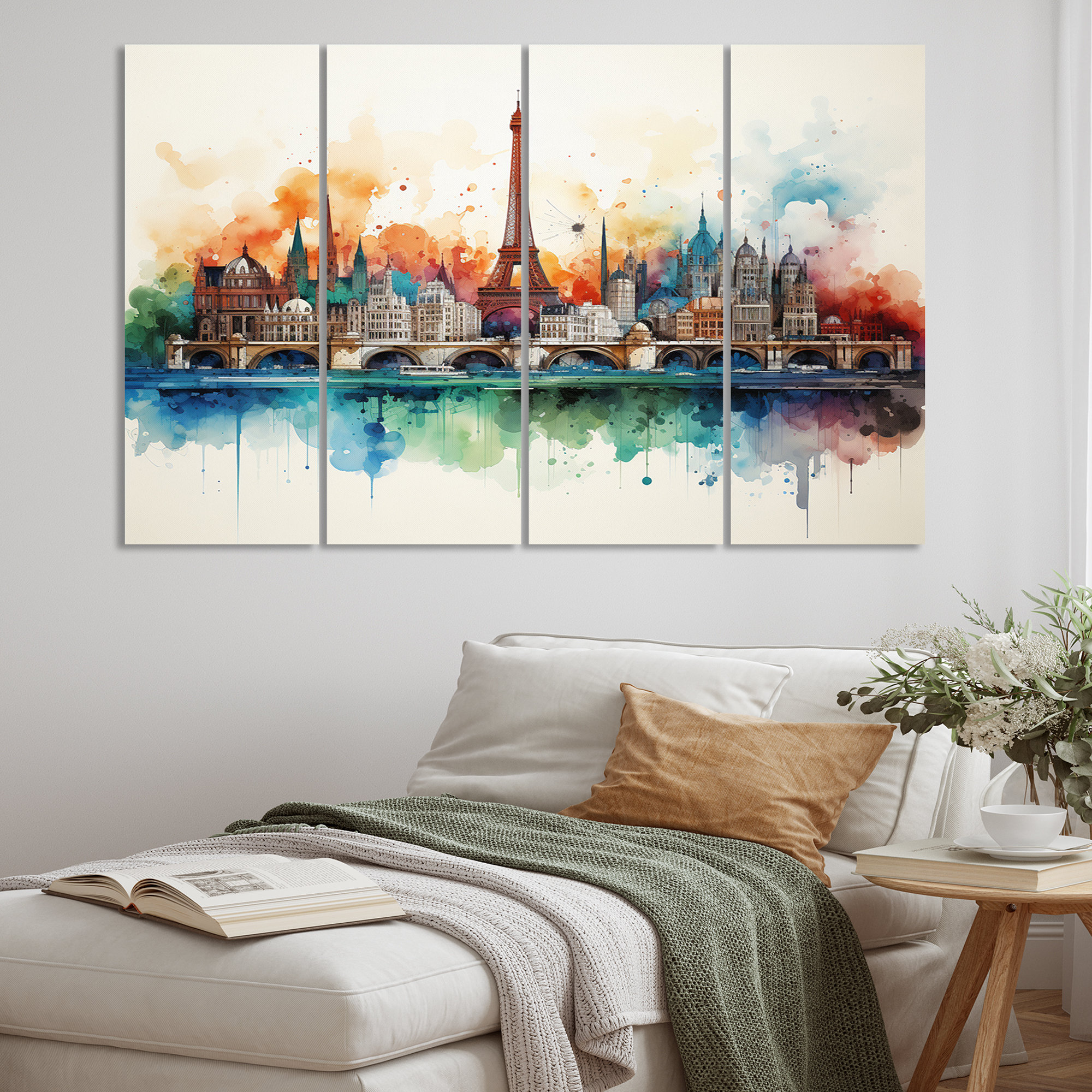 Design Art Paris Skyline Eiffel Tower Vibrant Watercolor III - City ...