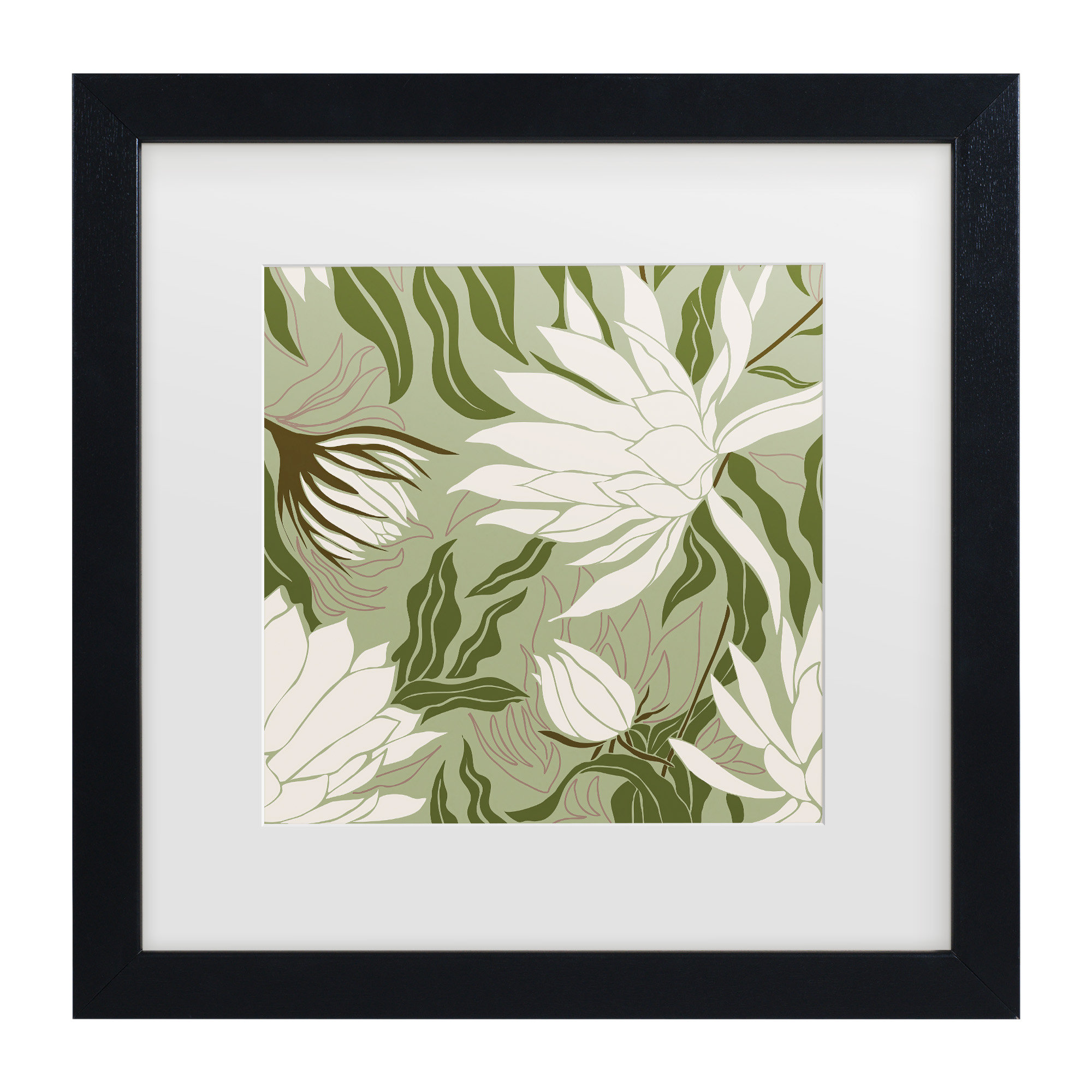 Ebern Designs Bolog Incado Reaching Flowers Matted Framed Art | Wayfair