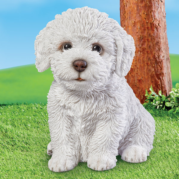 Lark Manor™ Hand-Painted Realistic Bichon Frise Puppy Statue | Wayfair