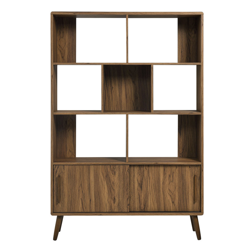 Modway Transmit 45" Bookcase With Sliding Doors In Walnut | Wayfair