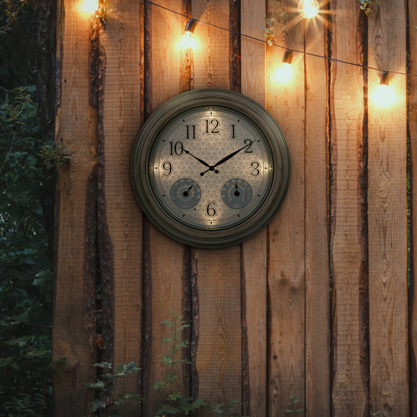 Winston Porter Getulio 15.5" Outdoor Lighted Quartz Clock | Wayfair