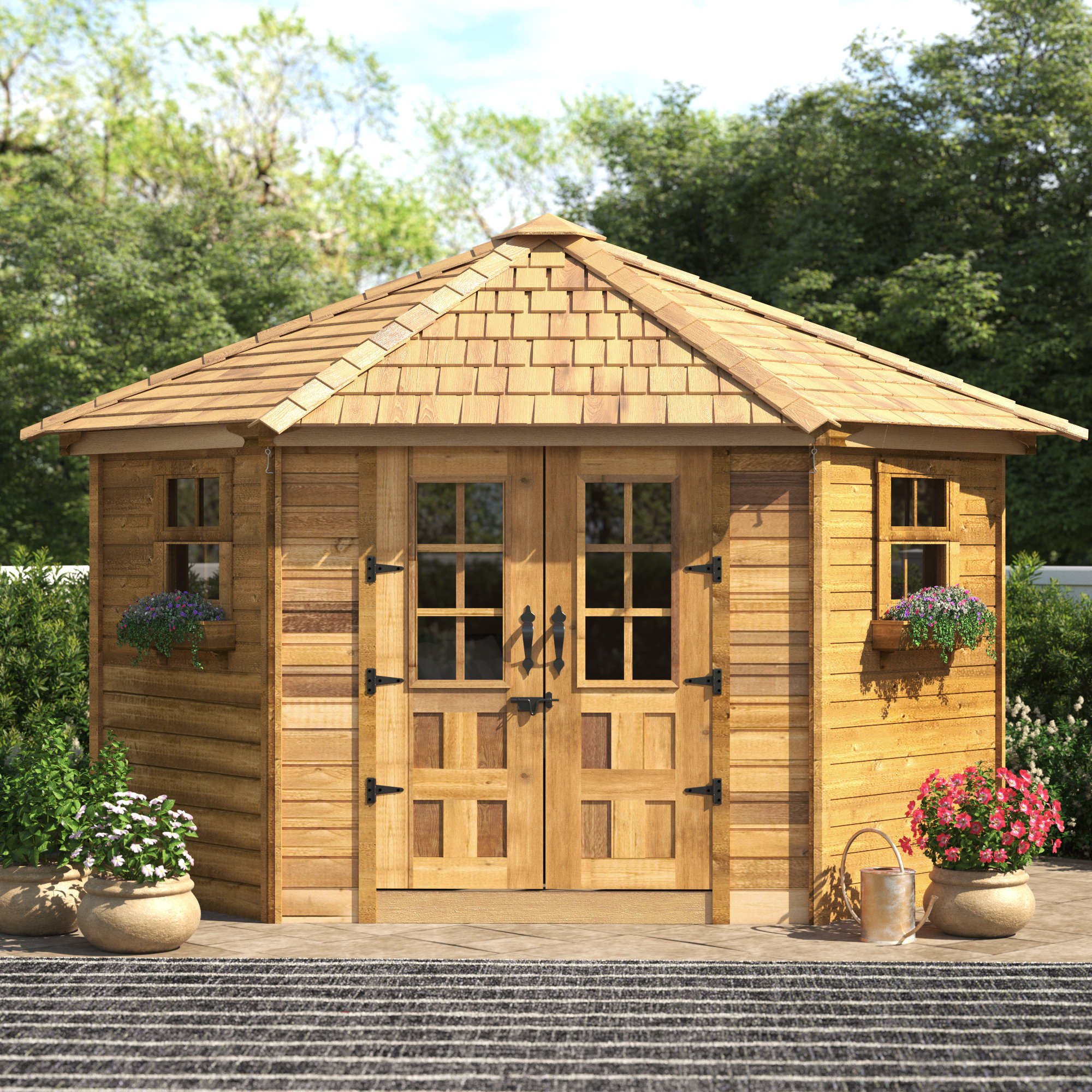 Outdoor Living Today 9 ft. W x 9ft. D Penthouse Cedar Wood Garden Shed ...