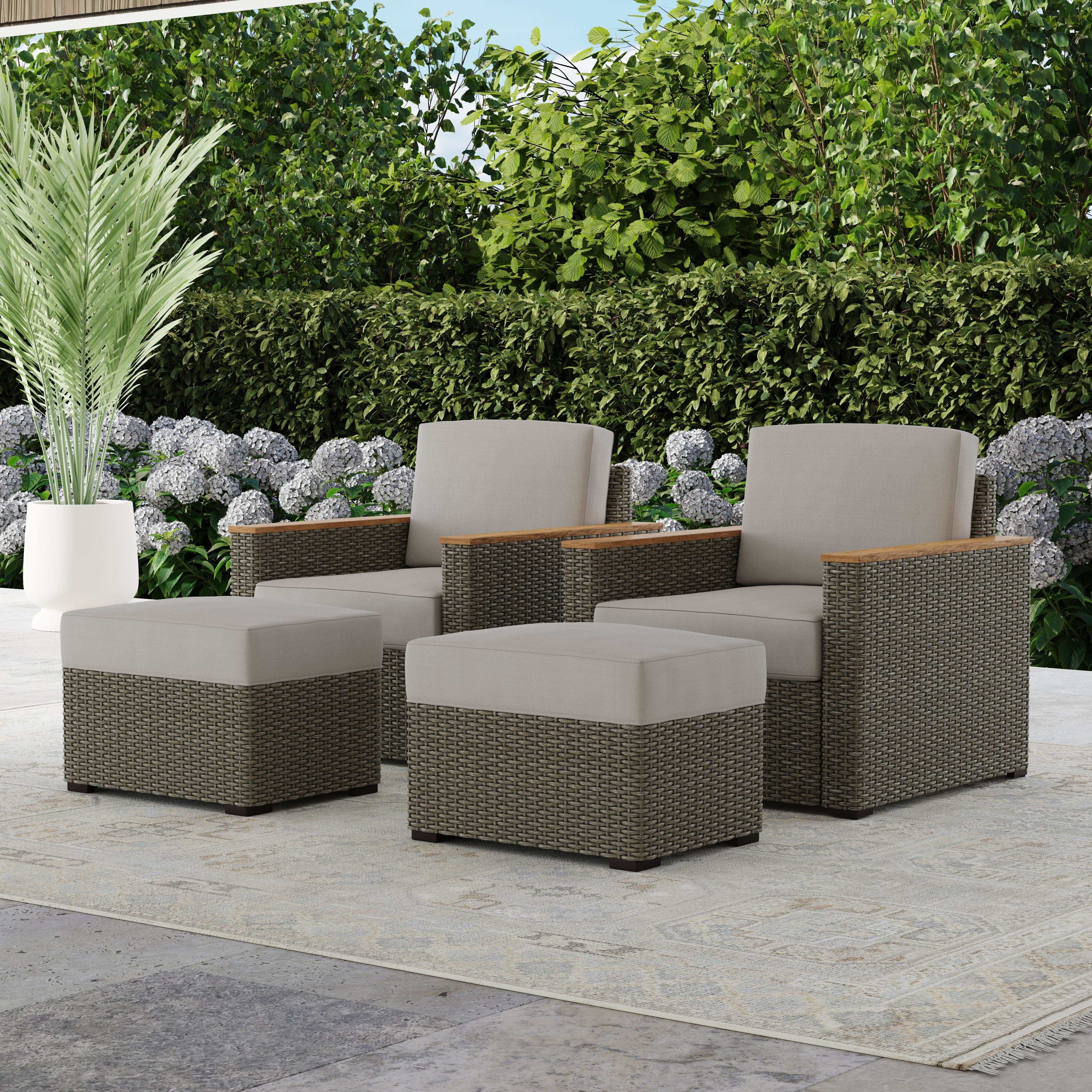 Wade Logan Burghild Patio Chair with Cushions and Ottoman & Reviews ...