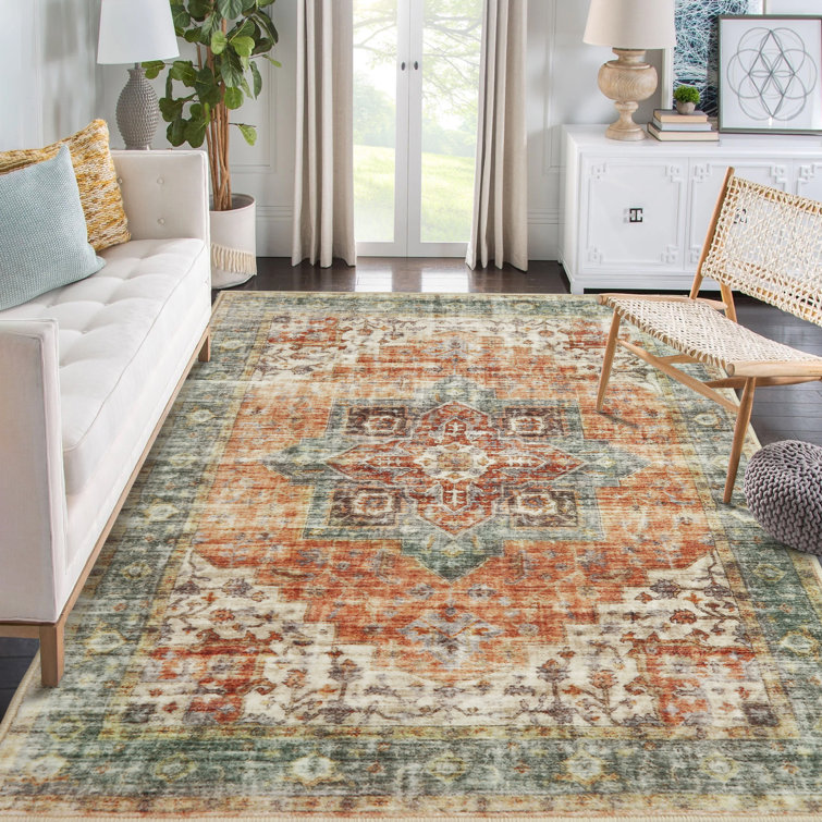 Dakota Fields Fitzrovia Machine Washable Damask Rug & Reviews | Wayfair