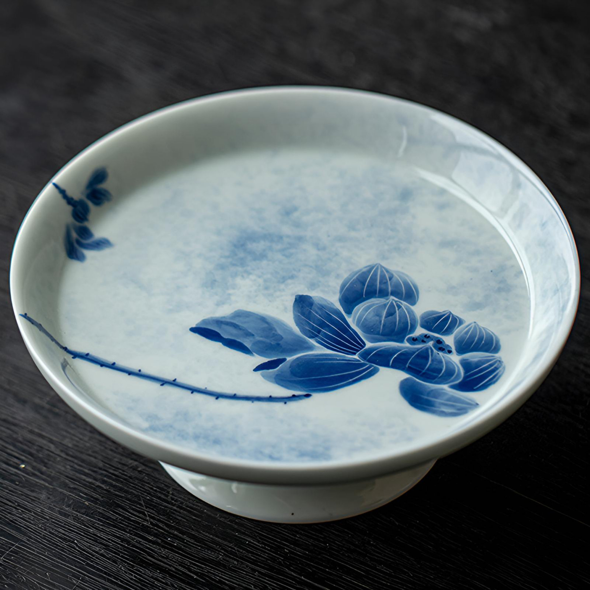 Darby Home Co Blue Glazed Hand-Painted Lotus High Footed Teapot Tray ...