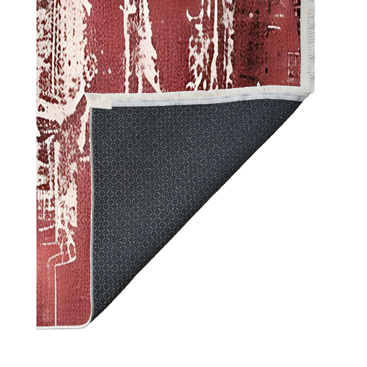 Fleur De Lis Living Vintage Distressed Damask Rug - Red And Beige ...