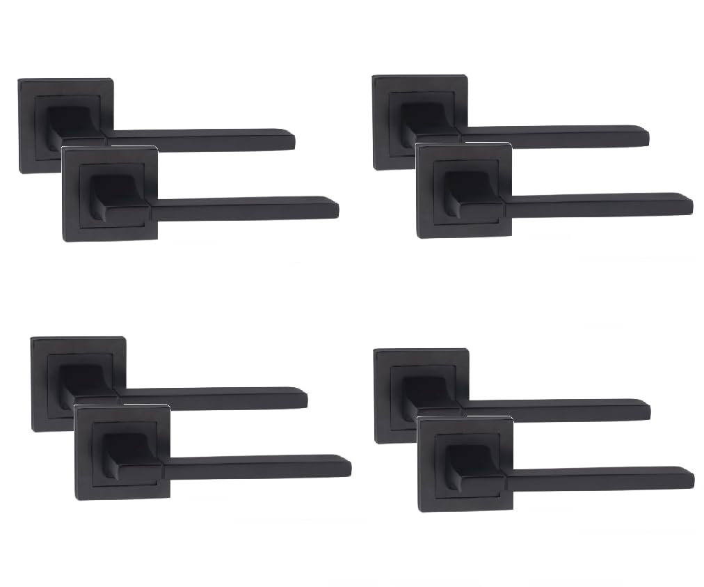 Ebern Designs 4 Pairs Aztec Design Straight Door Handles on Square Rose ...